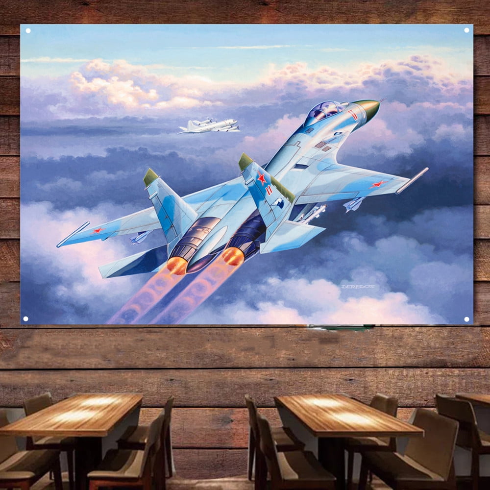 Su-27 Fighter Jet Poster Wall Charts - 38" x 57" Aviation Military ...