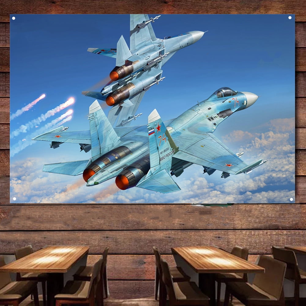 Su-27 Flanker-B Fighter Picture Wall Flag, Wall Art Wall Decor Tapestry ...