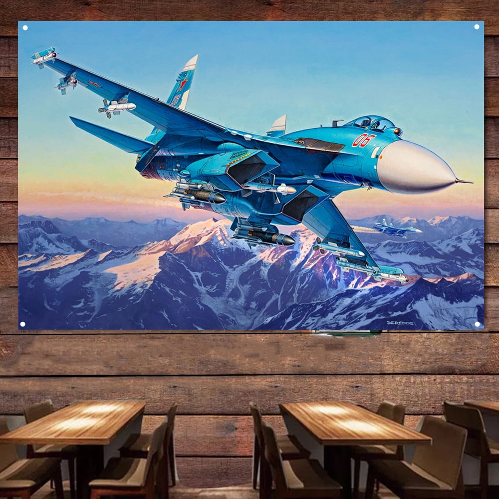 Su-27SM Fighter Banner Wall Hanging Flag - Air Force Aircraft Canvas ...