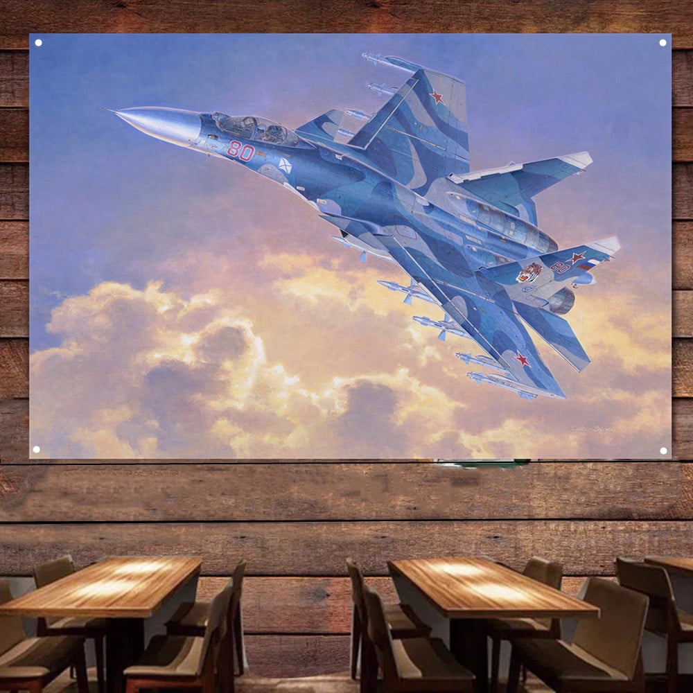 Su-33 Fighter Jet Banner Wall Art- 38" x 57" Decorate Your Room Wall ...