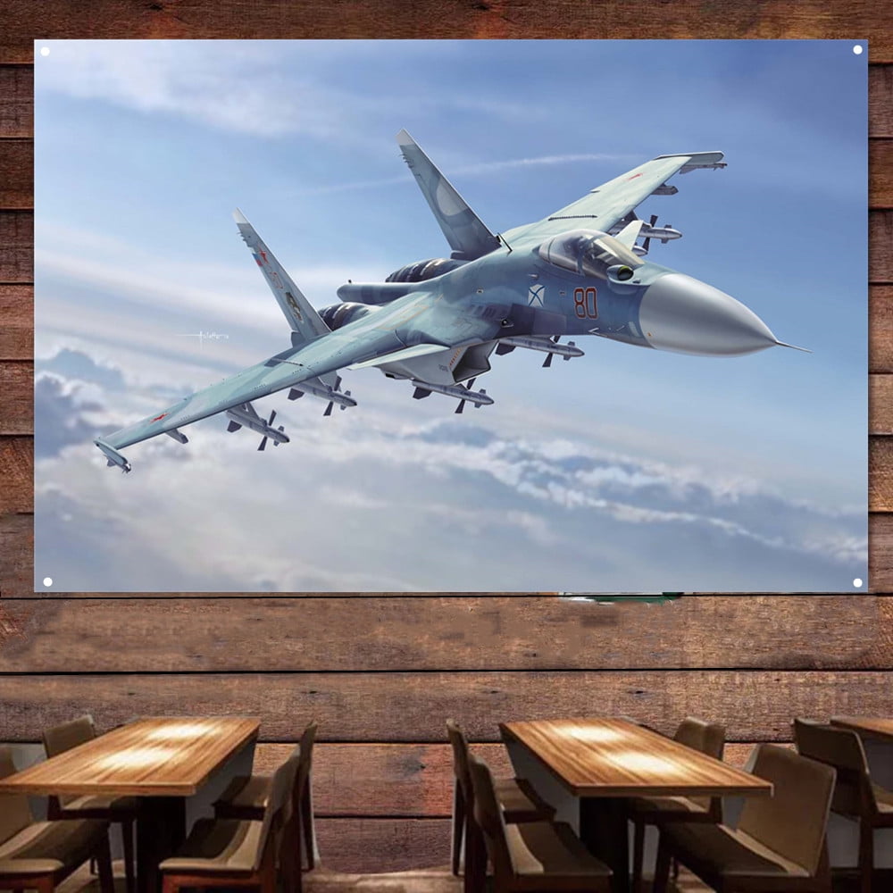 Su-33 Flanker D Fighter Jet Poster Home Decor Banners & Flags, Aviation ...