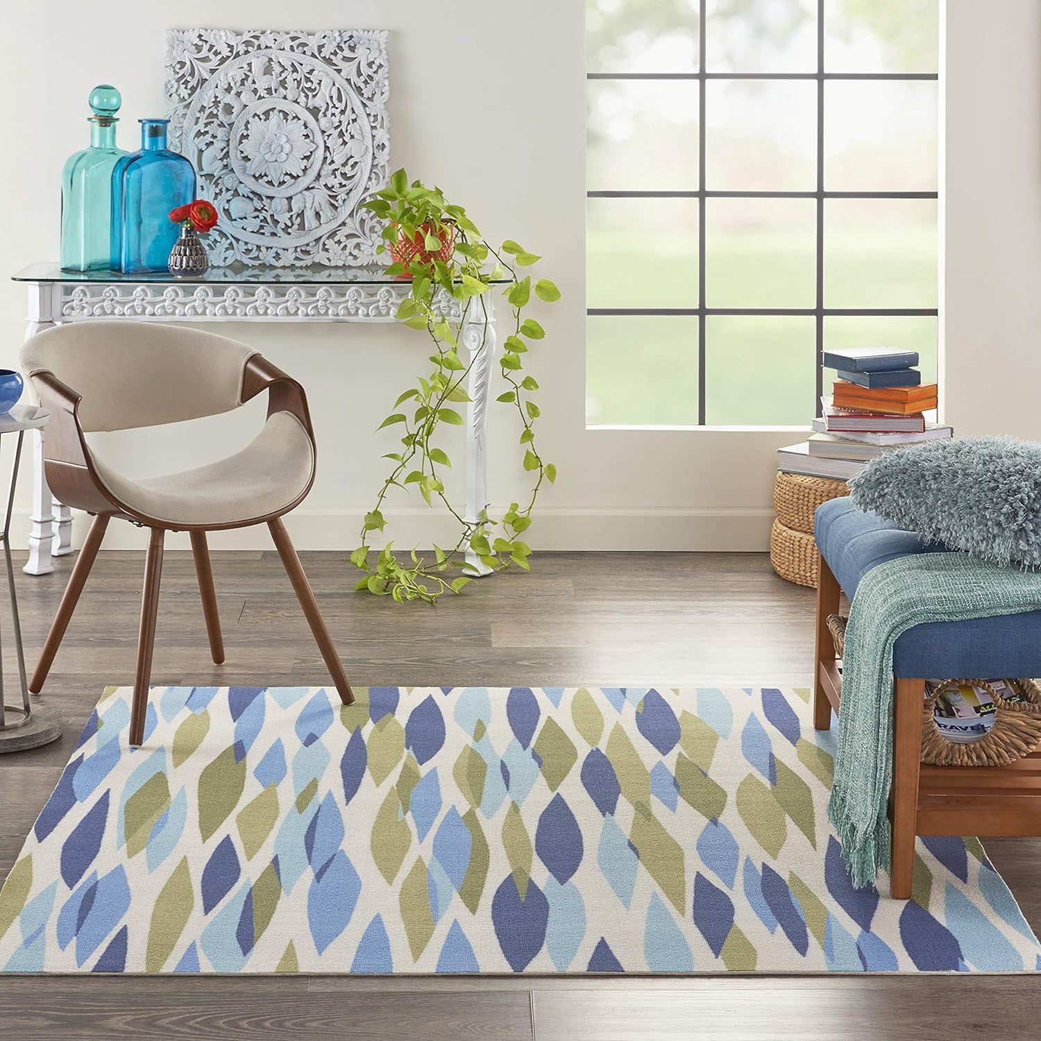 Su ' Shade Idoor/Outdoor Seaglass 5'3" x SQUARE Area -Rug, Easy -Cleaig ...