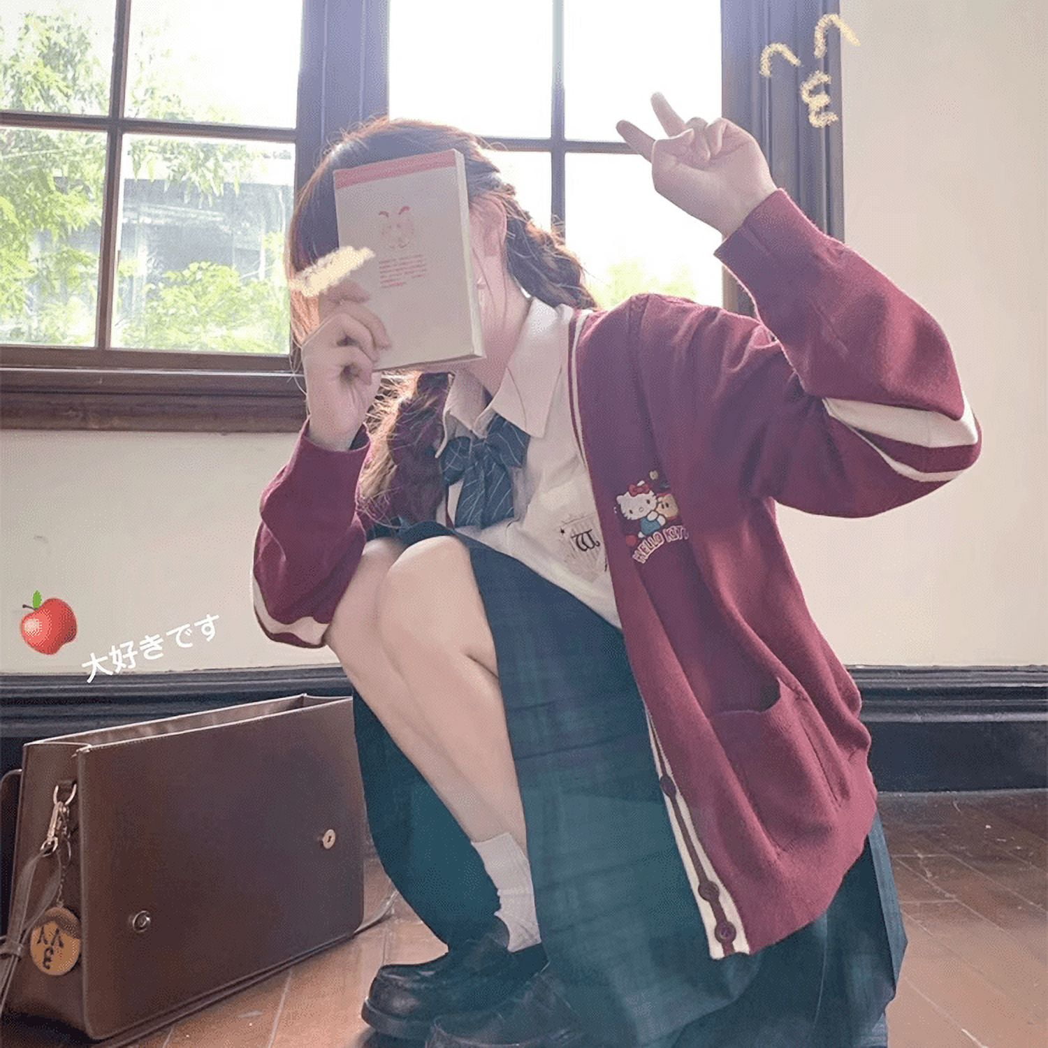 Suéter de punto bordado Kawaii My Melody para mujer Sanrios Kittys ...