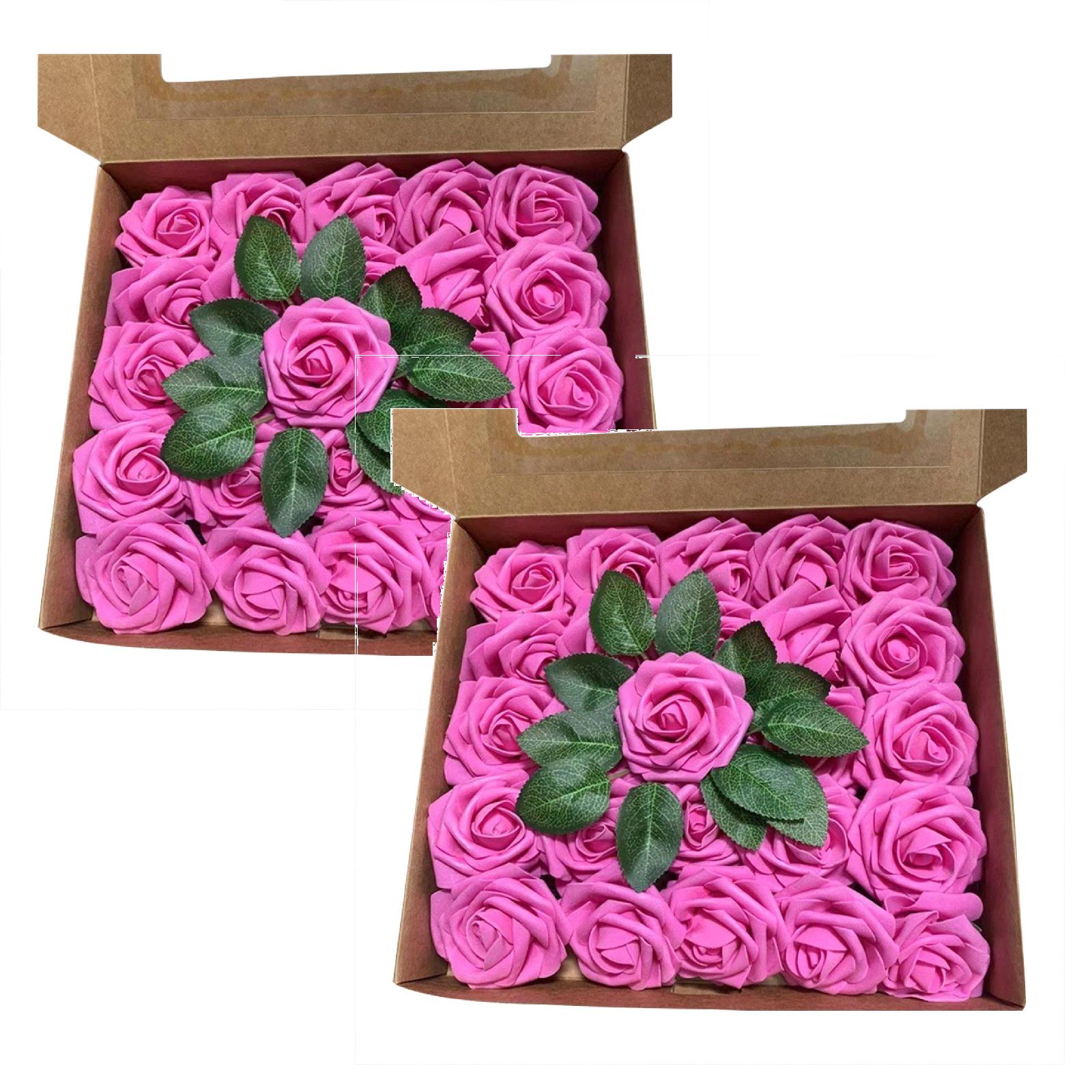 SuChun 2PC Realistic Fake Flowers Gift Box 8cm Rose Simulation Rose ...