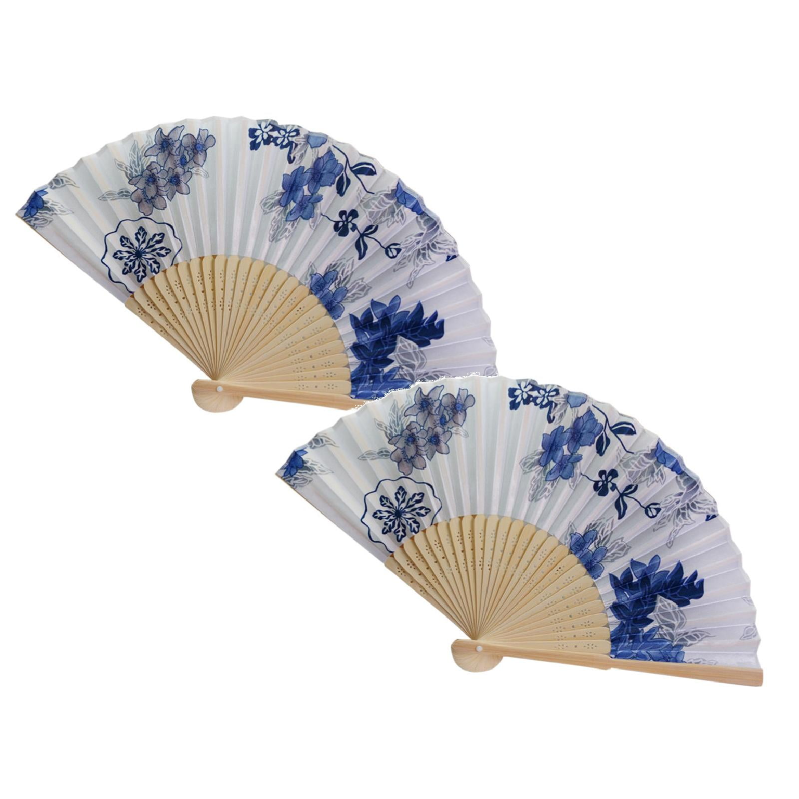SuChun 2PC Vintage Bamboo Folding Hand Held Flower Fan Chinese Dance ...