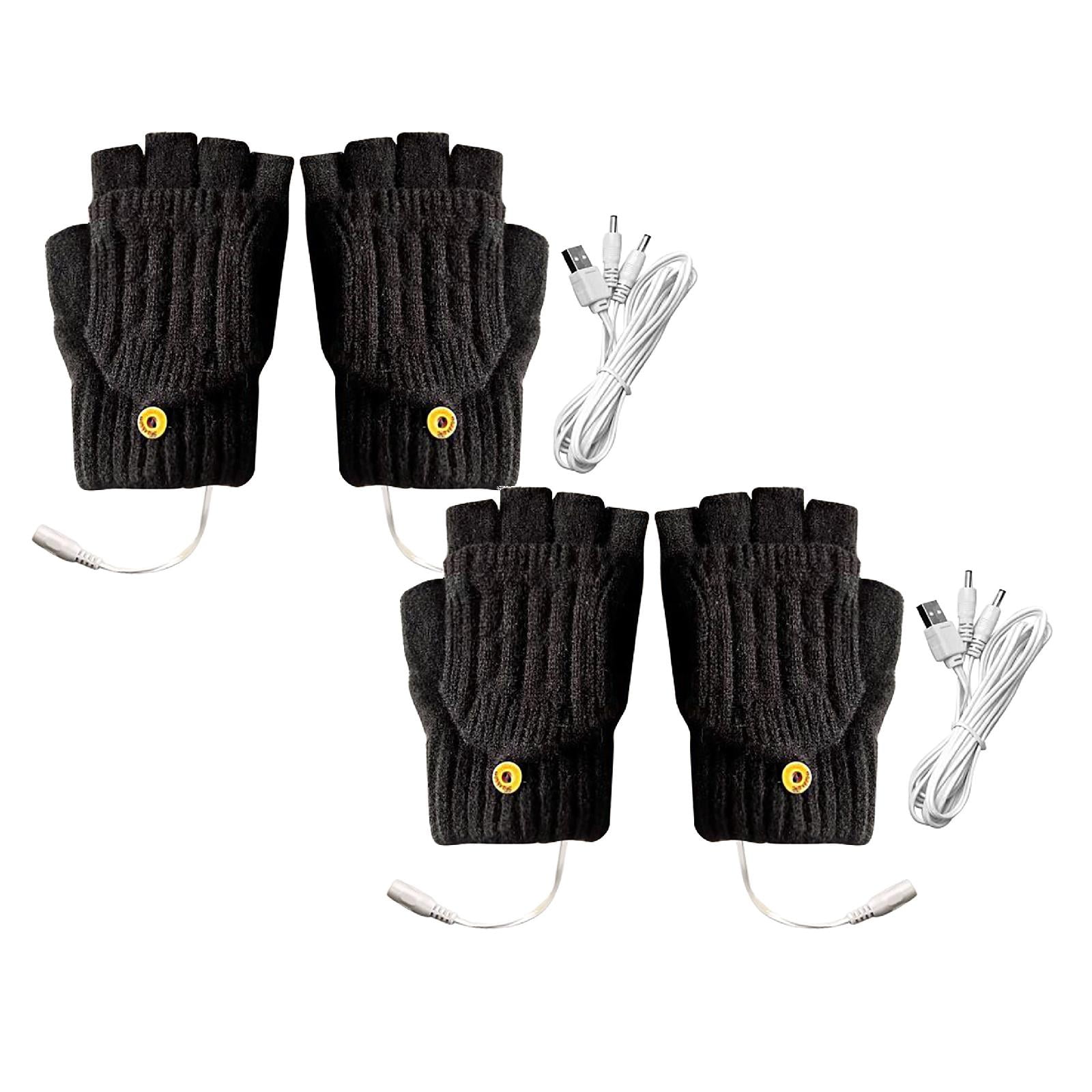 SuChun 2PC Winter Electric Heating Warm Gloves USB Gloves Plush Mobile ...