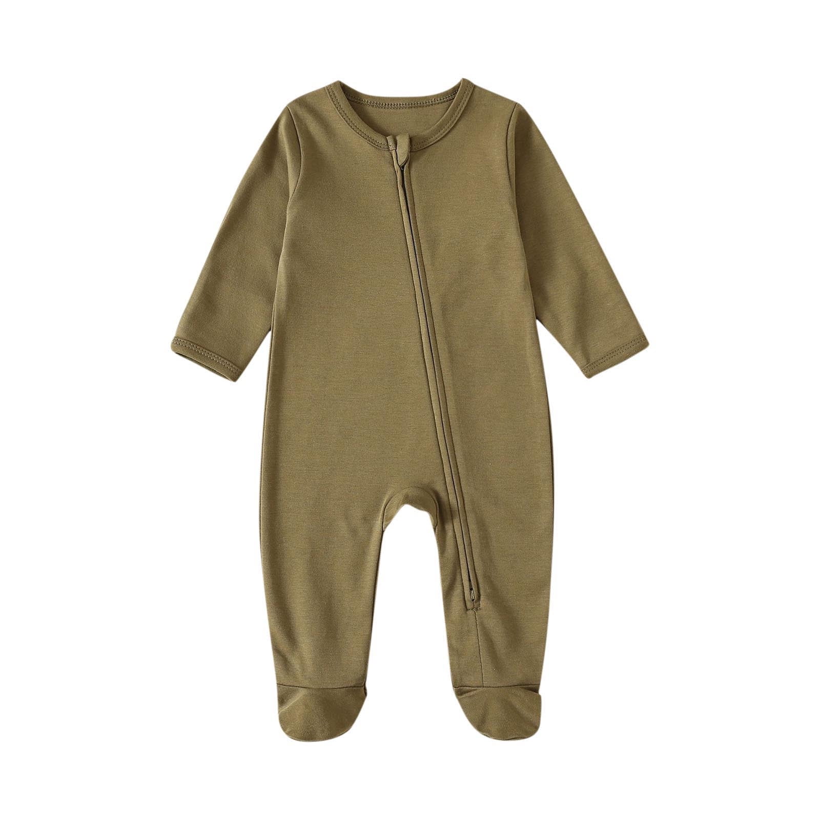 SuTry Children's Solid Color Romper Round Neck Long Sleeved Long ...