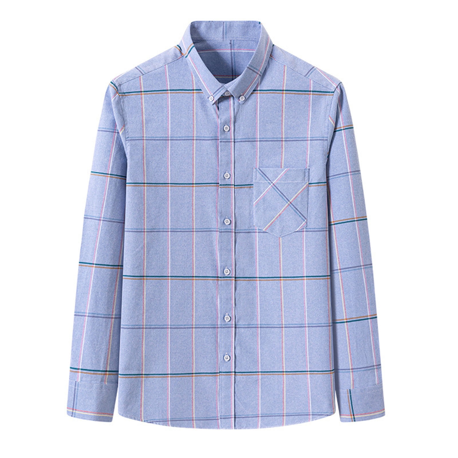 SuTry Men's Classic Checkered Pattern Shirt Button Down Stand Collar ...