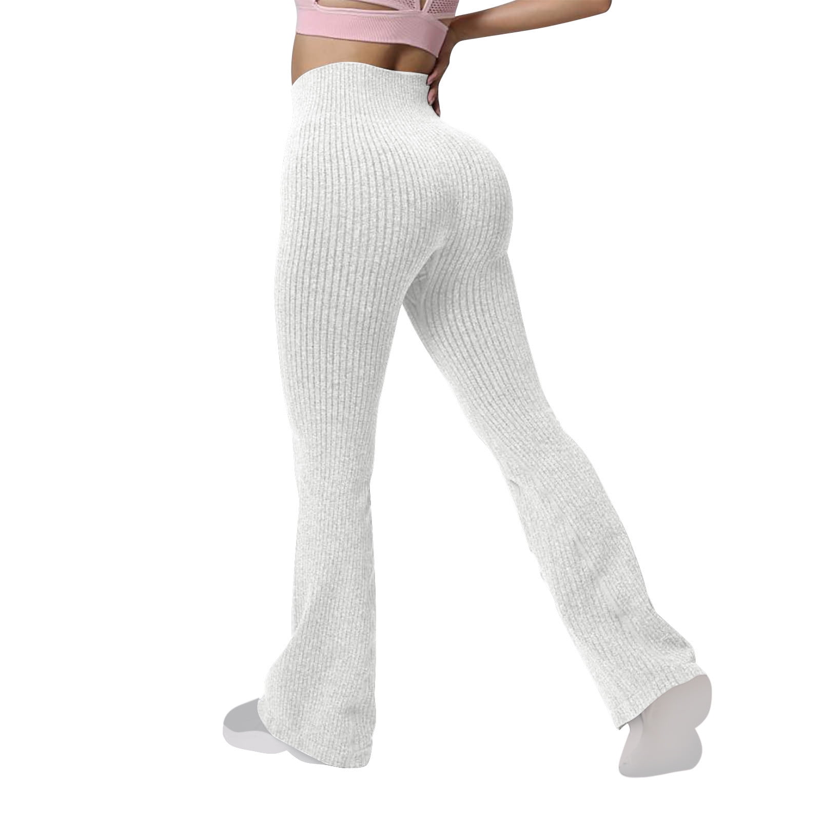 SuTry Women's Flare Yoga Pants Wide Fold-Over Waistband Stretchy Soft Fabric Full-Length Style ...