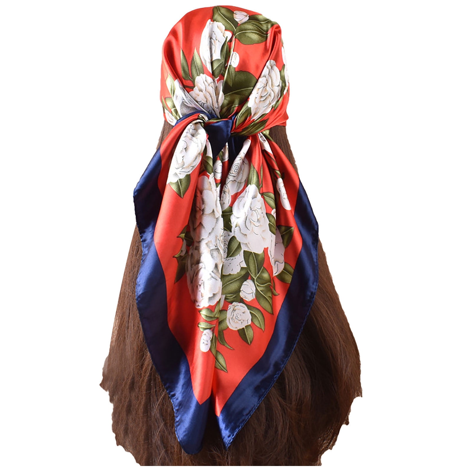 SuTry Women's Satin Square Elegant Headscarf Exquisite Floral Print ...