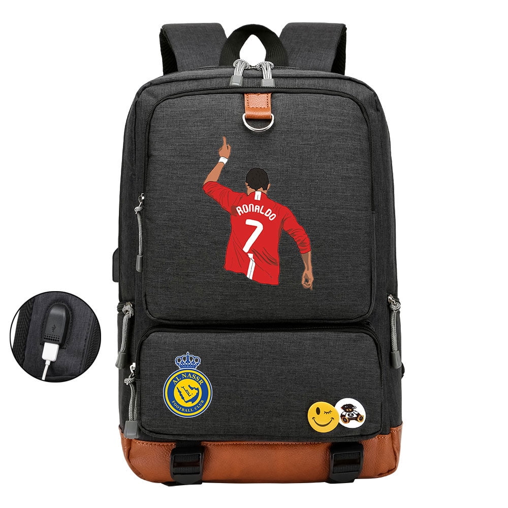 SuZedon Cristiano Ronaldo Cartoon Backpack for Kids - USB Charging, 15 ...
