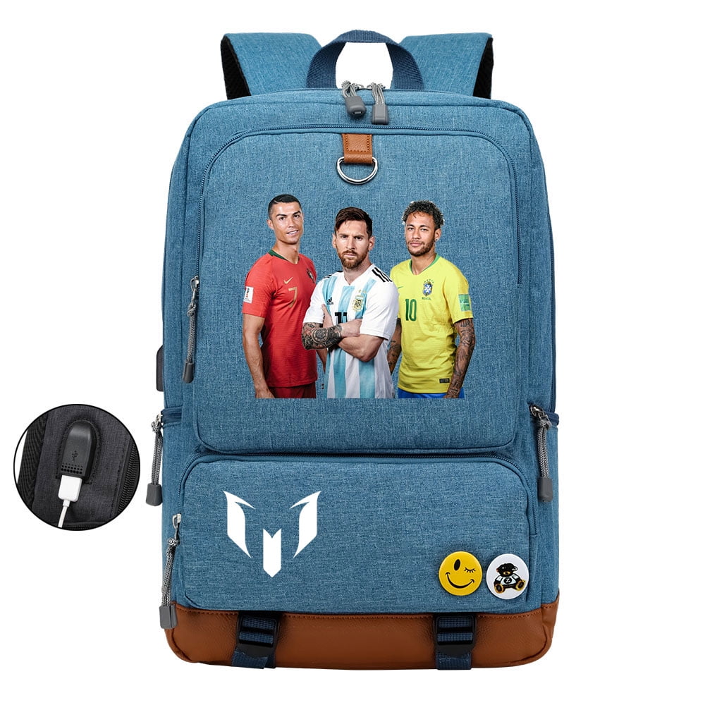 SuZedon Lionel Messi Cartoon School Backpack With USB Charging - Square ...