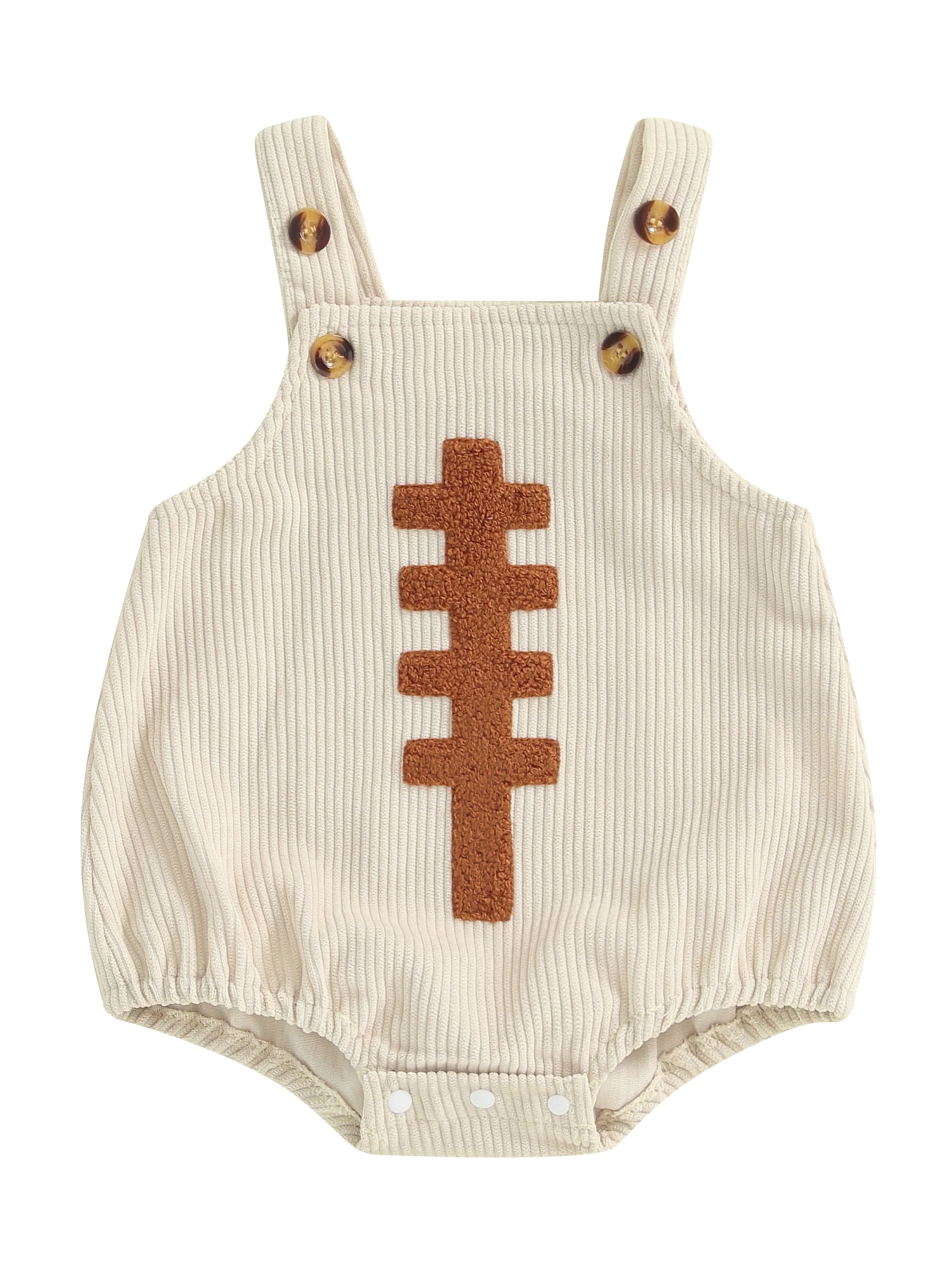 Suagox Baby Boys Girls Overalls Sleeveless Football Embroidery Rompers ...