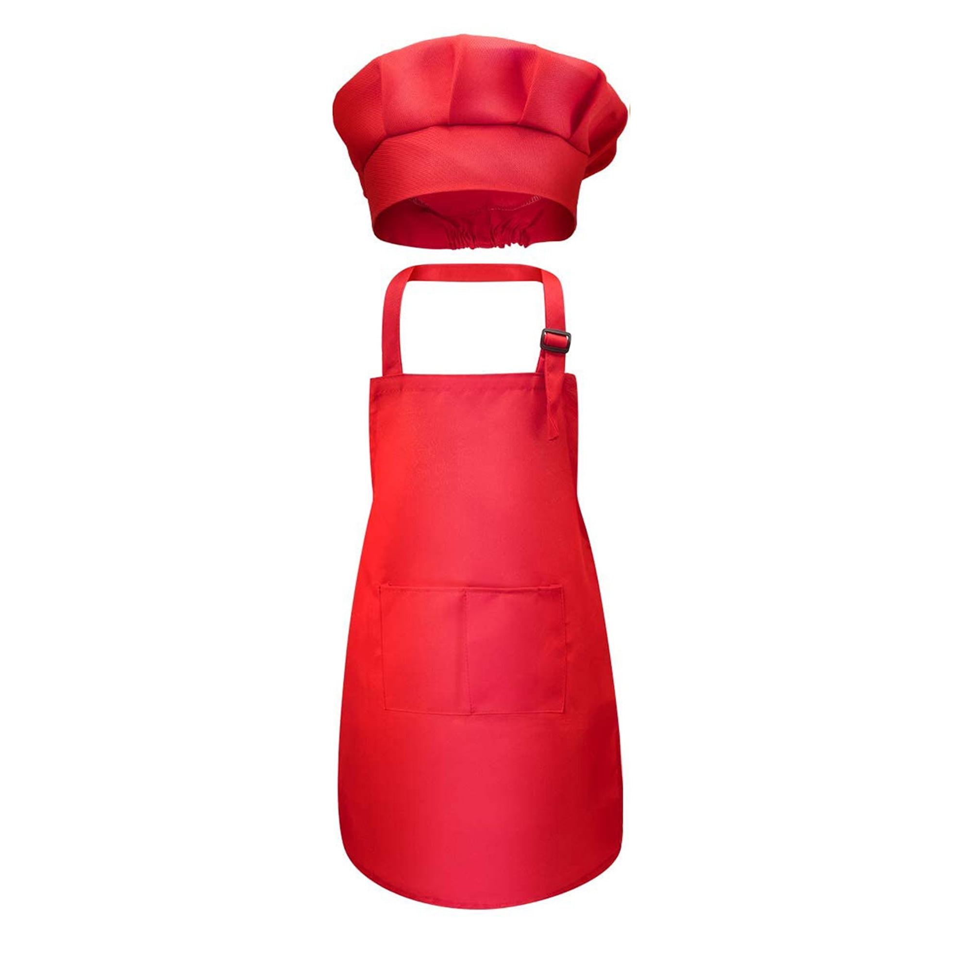 Suanret Children Solid Color Sleeveless Stain Resistant Apron Hat Set ...