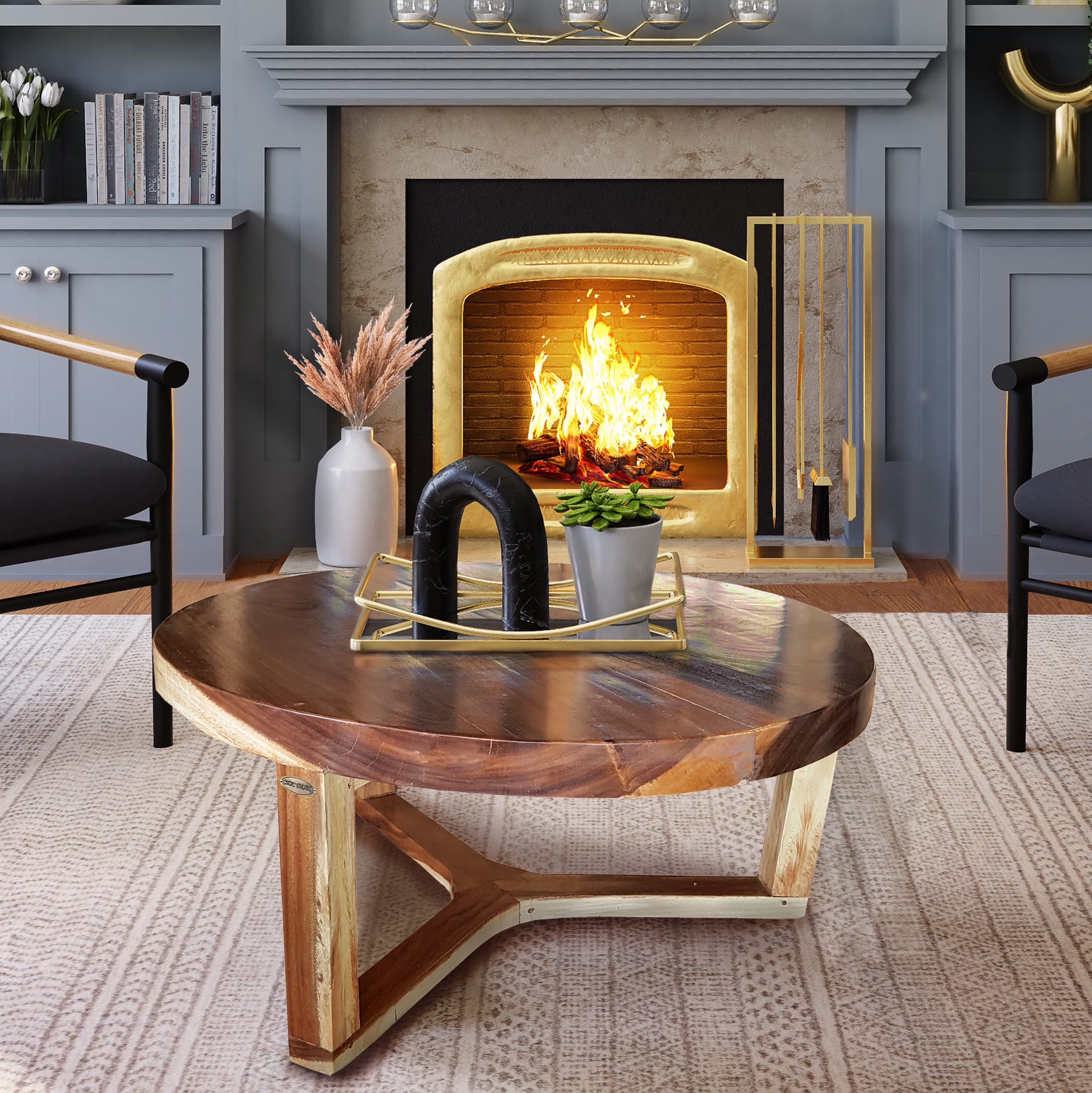 Suar Live Edge Round Coffee Table - 40 inch - Walmart.com
