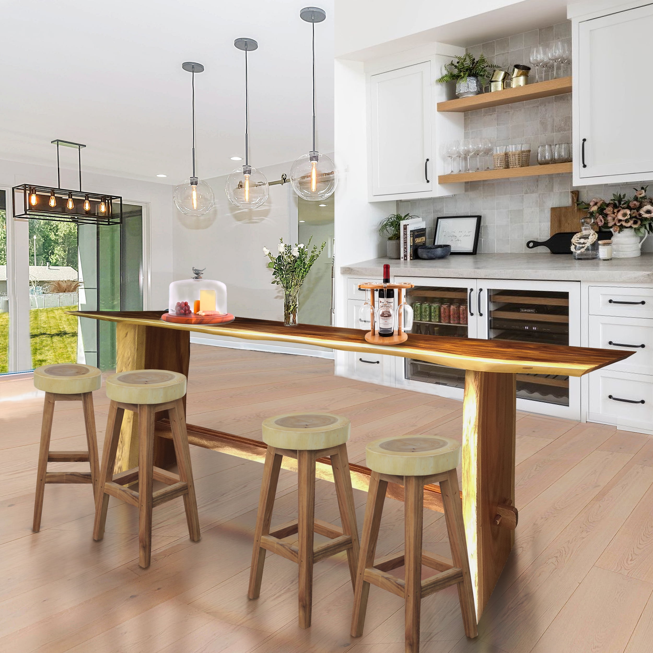 Suar Live Edge Unique Slab Bar Table, 98 Inch - Walmart.com