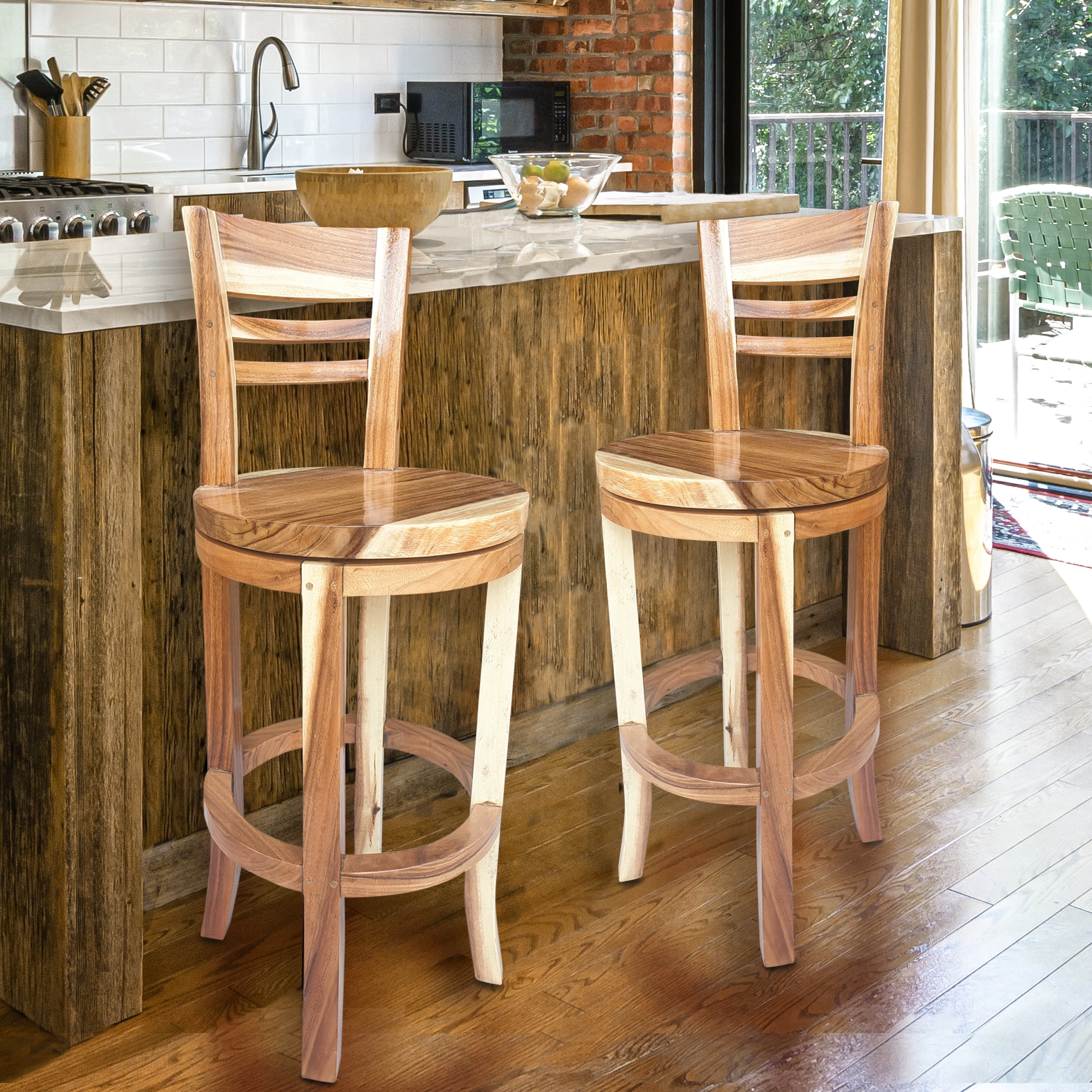 Suar Olympia Live Edge Bar Stool Chair with Swivel Seat - Walmart.com