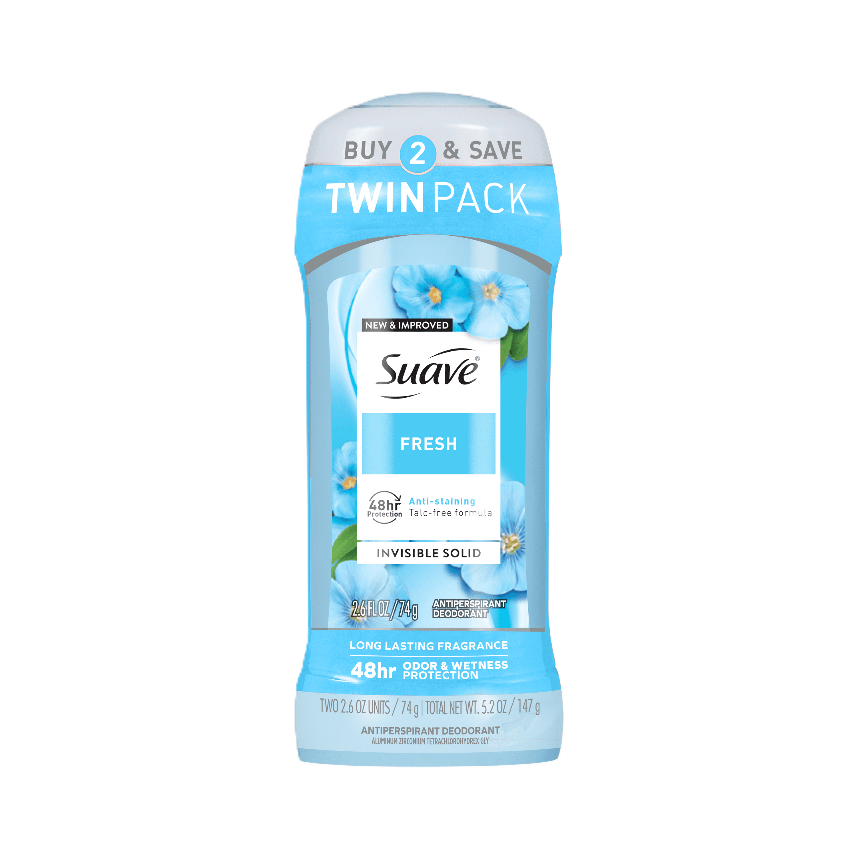 Suave Antiperspirant Deodorant For Women, 48hr Protection, Fresh, 2.6 ...