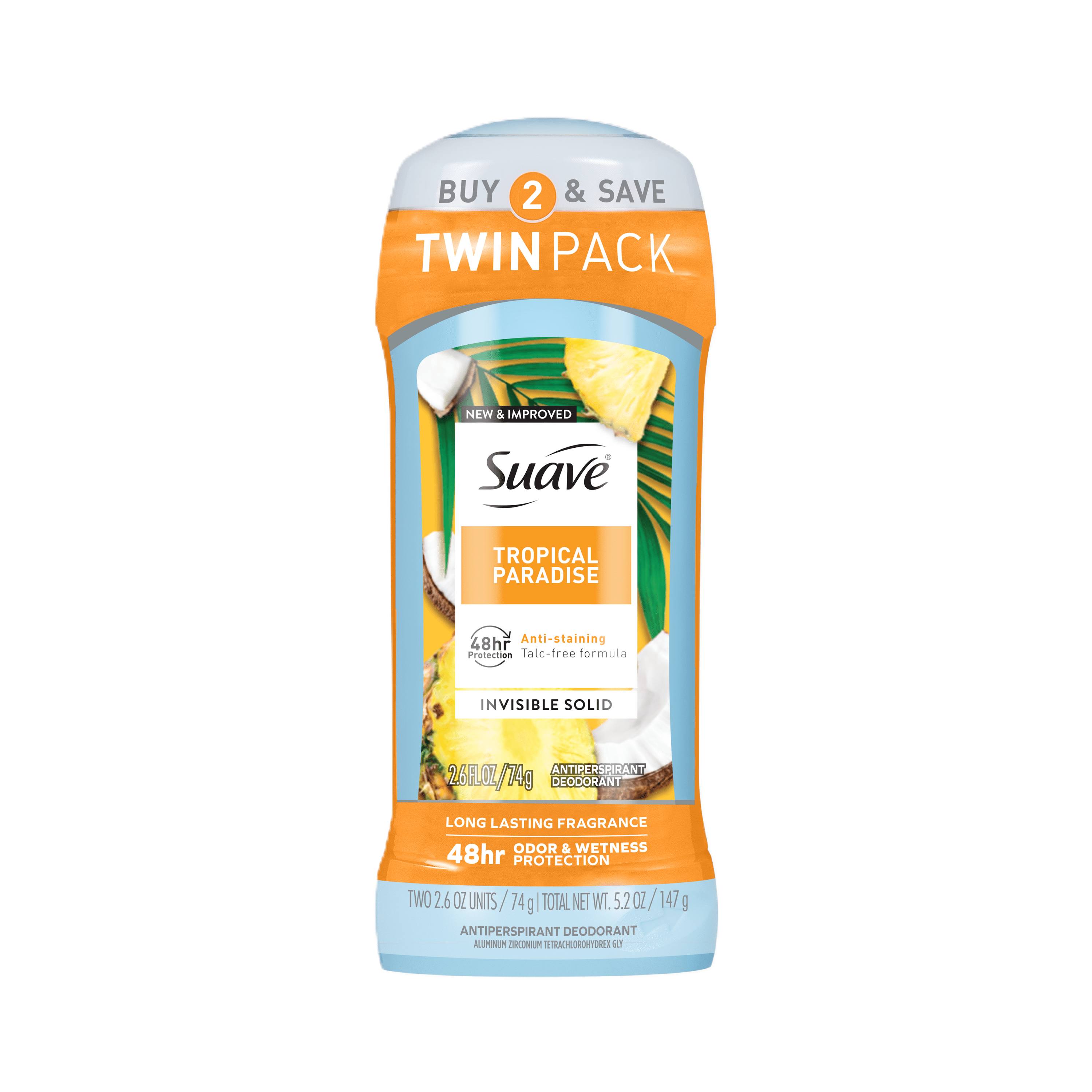 Suave Antiperspirant Female Deodorant, 48hr Protection, Tropical ...