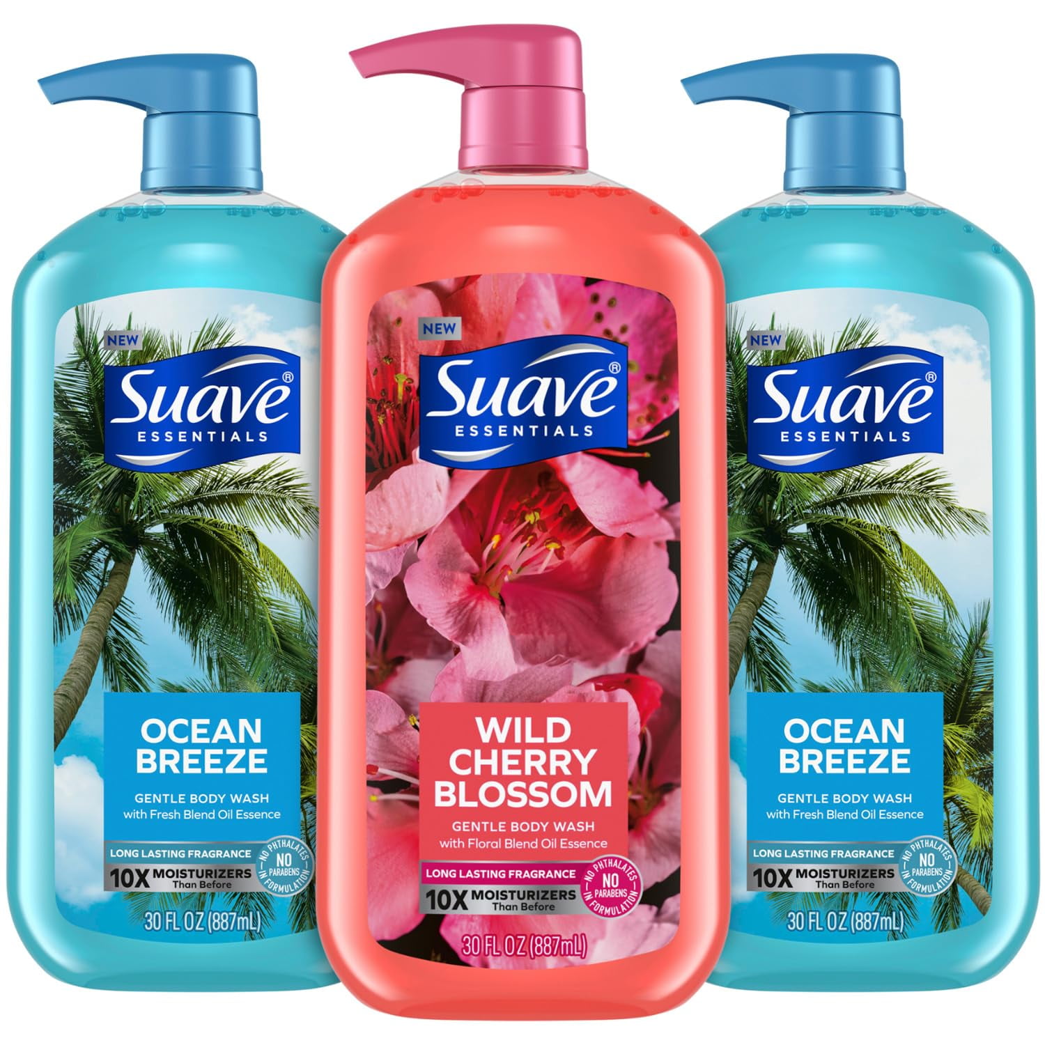 Suave Body Wash Variety HMF23 Bundle - Ocean Breeze 2-Pack & Wild ...