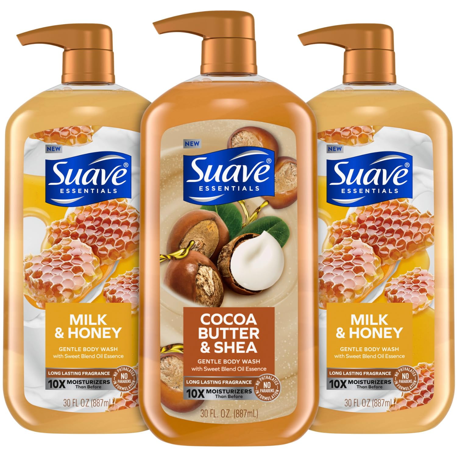 Suave Body Wash Variety WHF2 Bundle - Milk & Honey 2-Pack & Cocoa ...