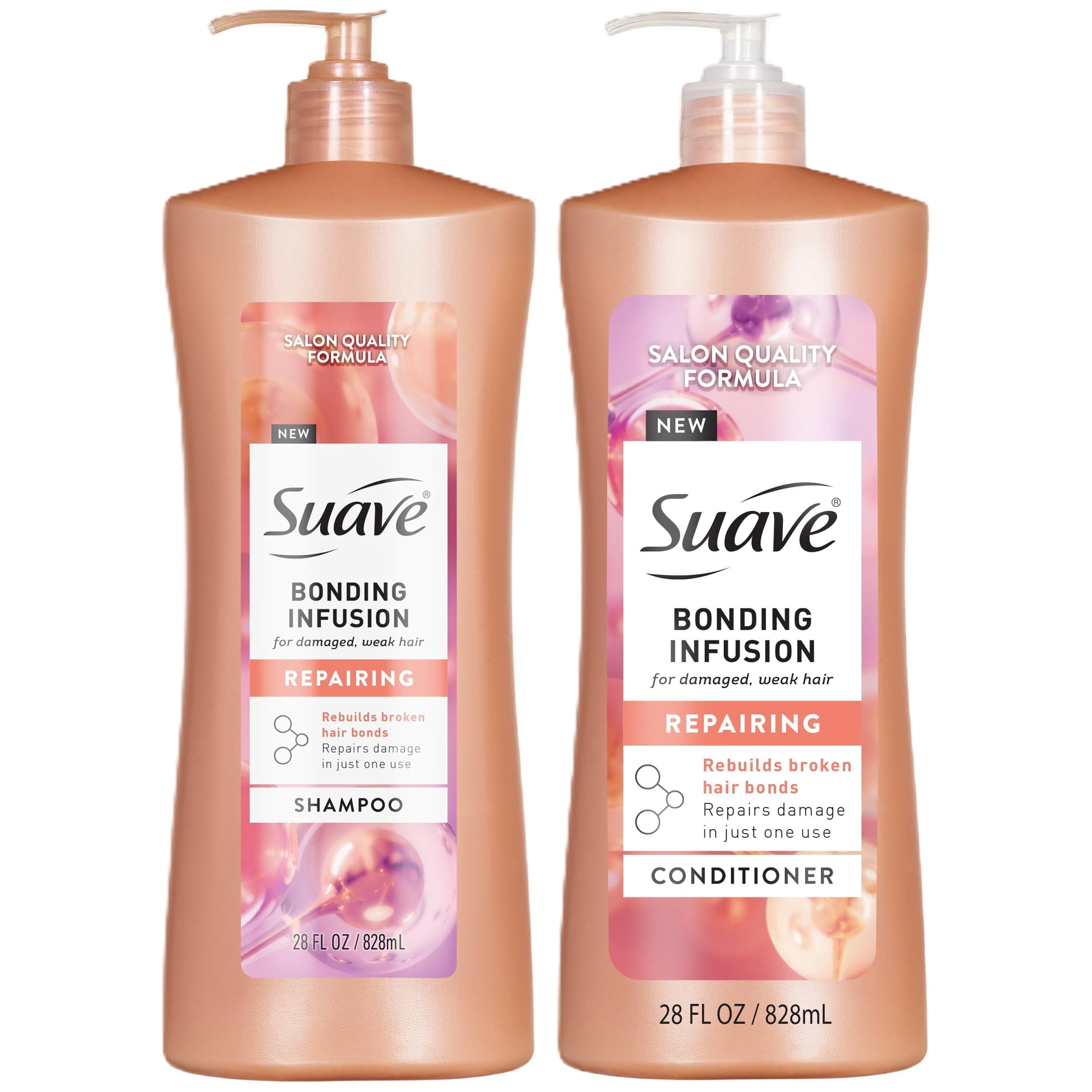 Suave Bonding Infusion Repairing Shampoo & Conditioner Set, For Damaged ...
