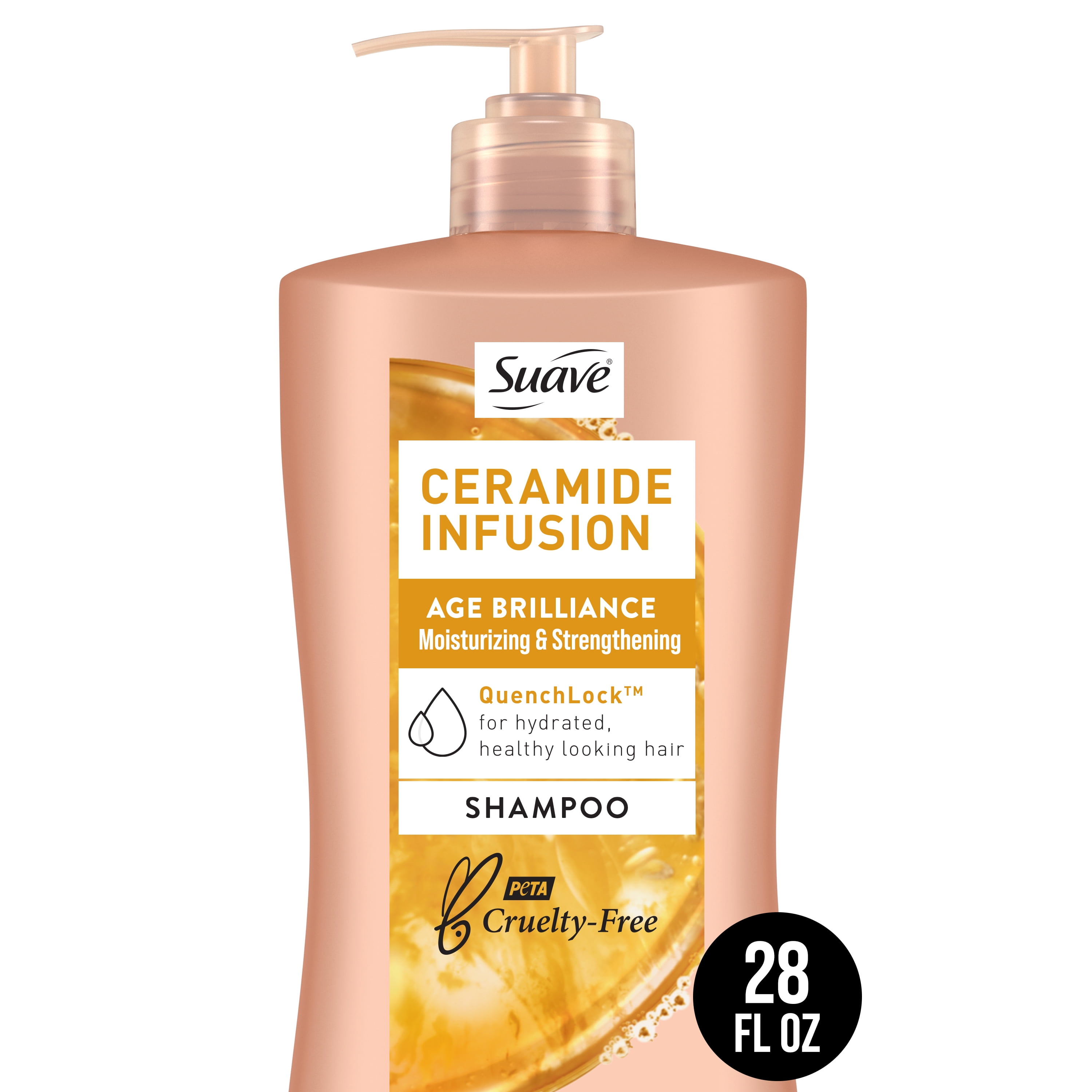 Suave Ceramide Infusion Age Brilliance Shampoo with Pump, Strengthening ...