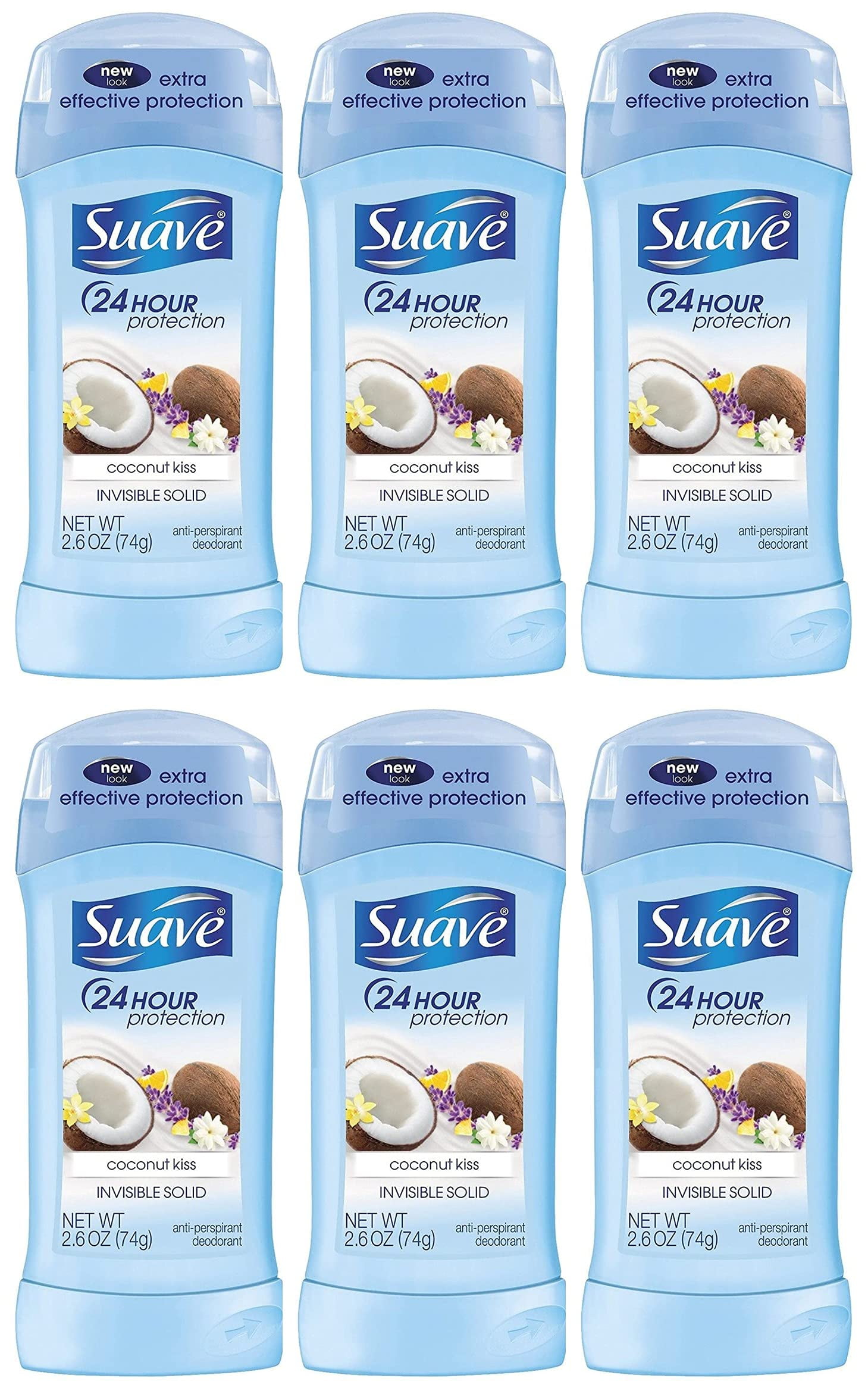 Suave Deodorant 2.6 Ounce, 24HR Protection, Coconut Kiss, Solid, 6 Pack ...