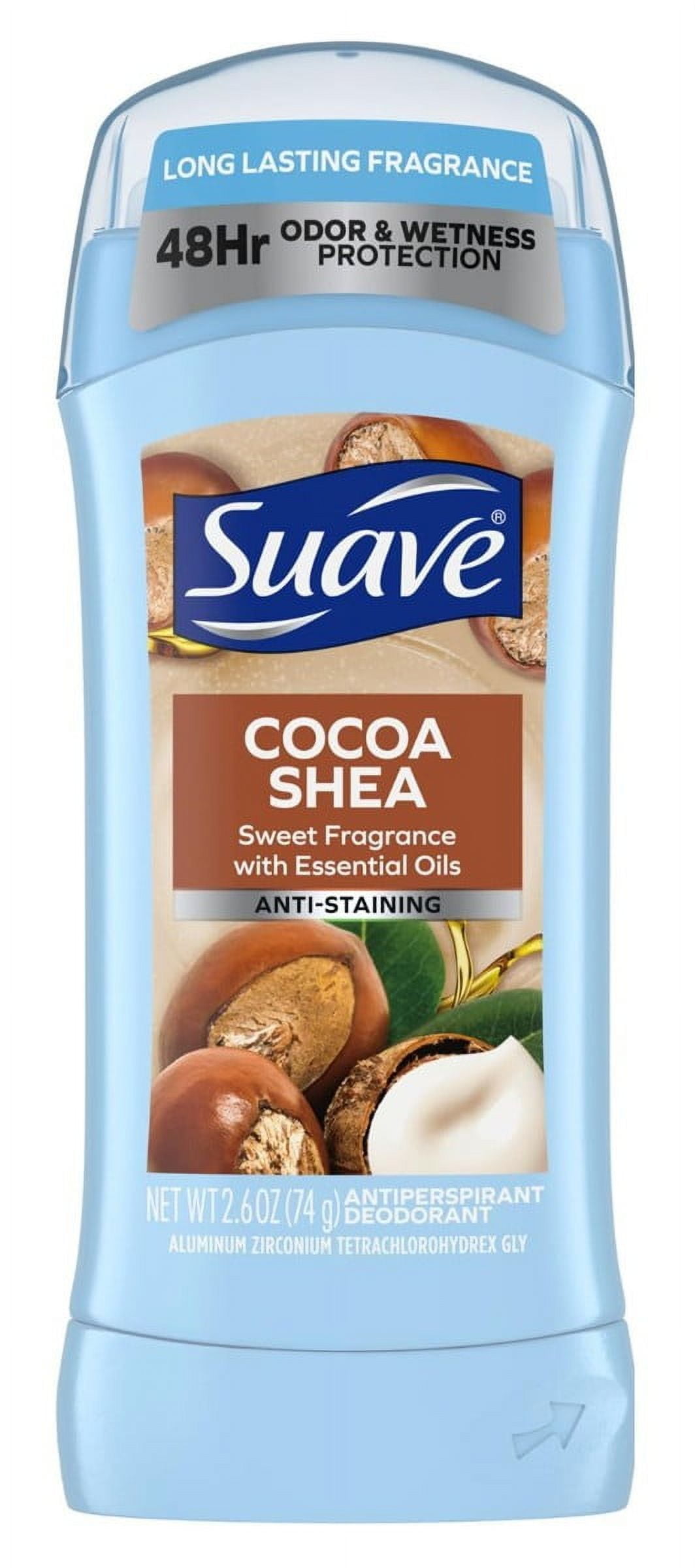 Suave Deodorant 2.6oz 48Hr Cocoa Shea Invisible Solid - Walmart.com