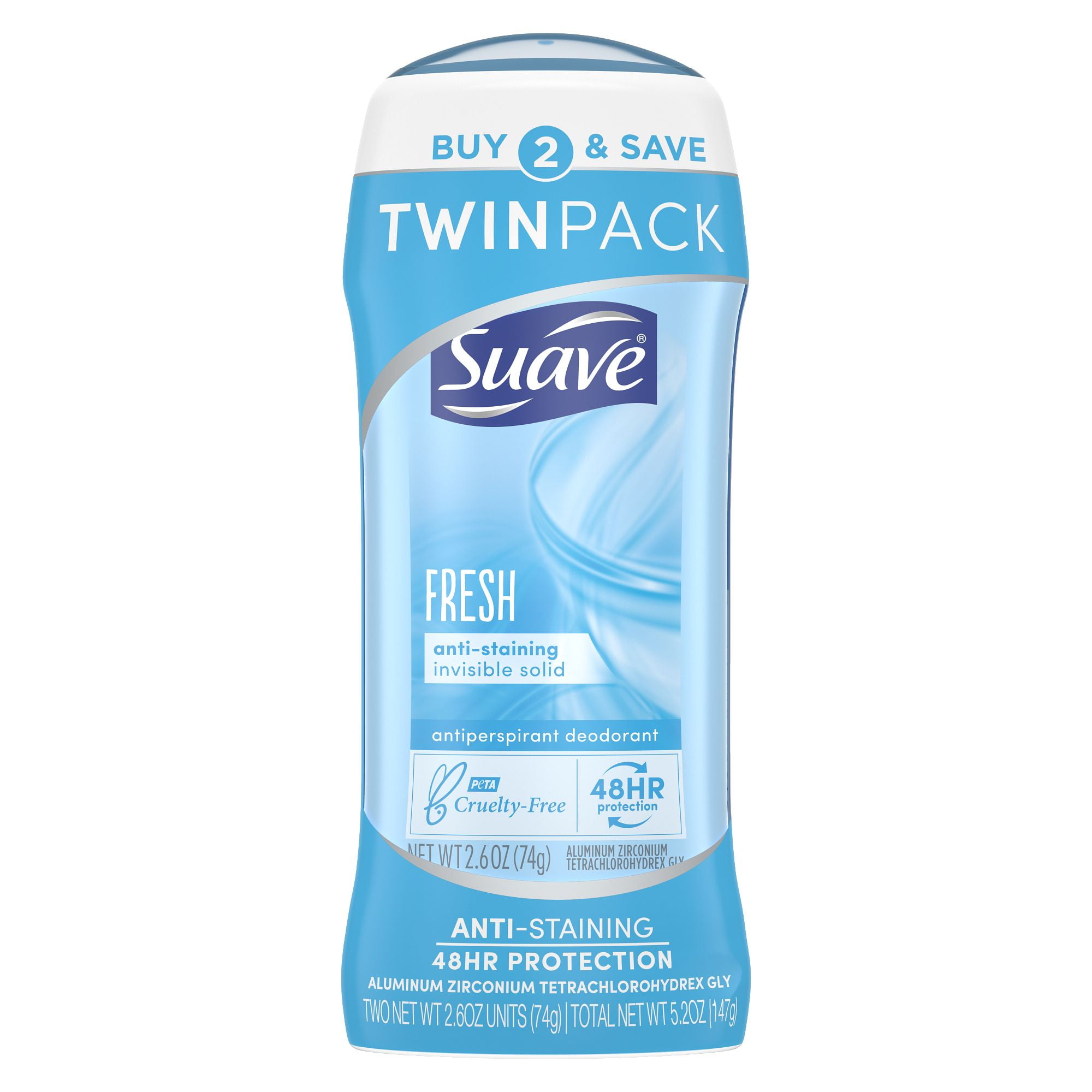 Suave Fresh Scent Deodorant & Antiperspirant Stick, 2.6 oz, 2 Pack ...