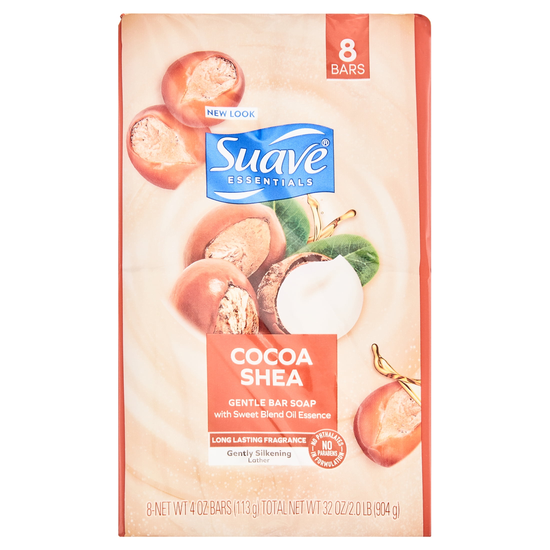 Suave Essentials Bar Soap, Cocoa and Shea Butter, 32 oz, 8 Count ...