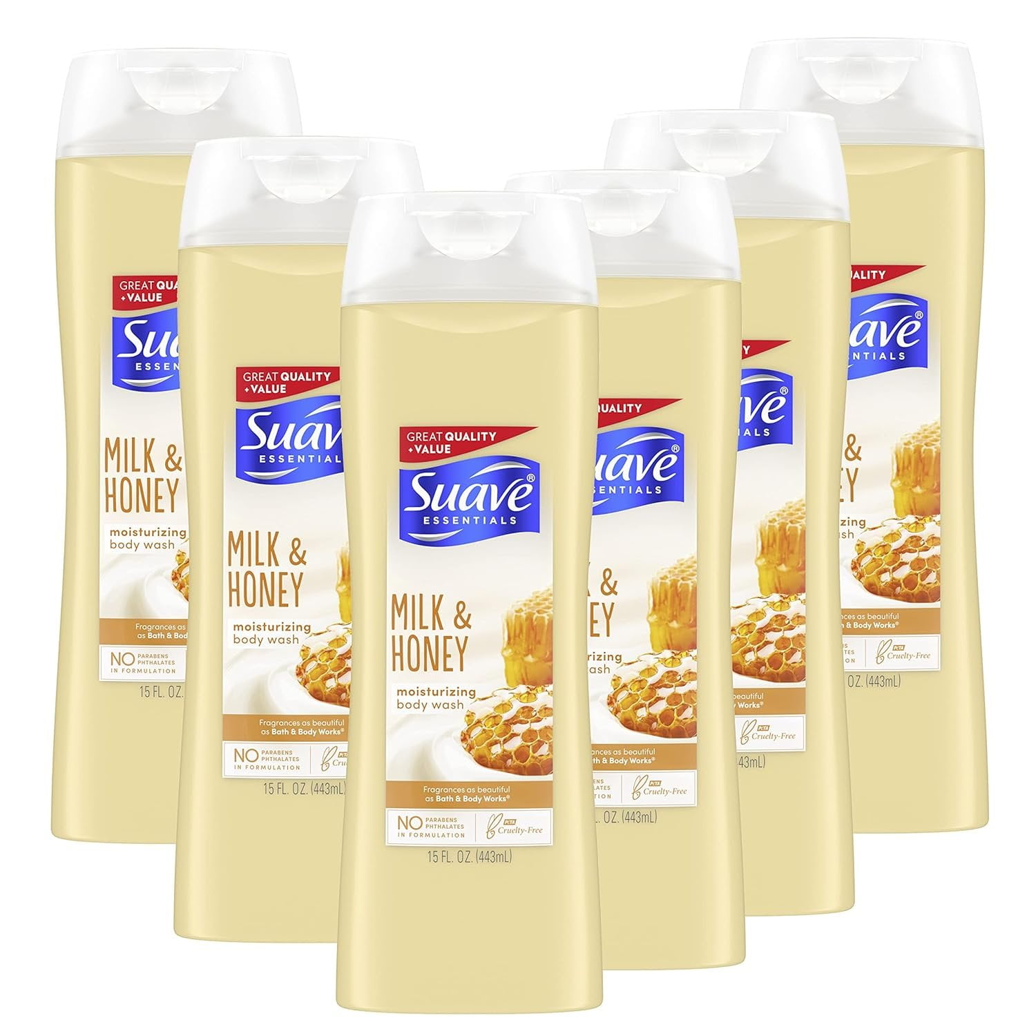 Suave Essentials Gentle Shower Soap, Milk & Honey Body Wash with ...