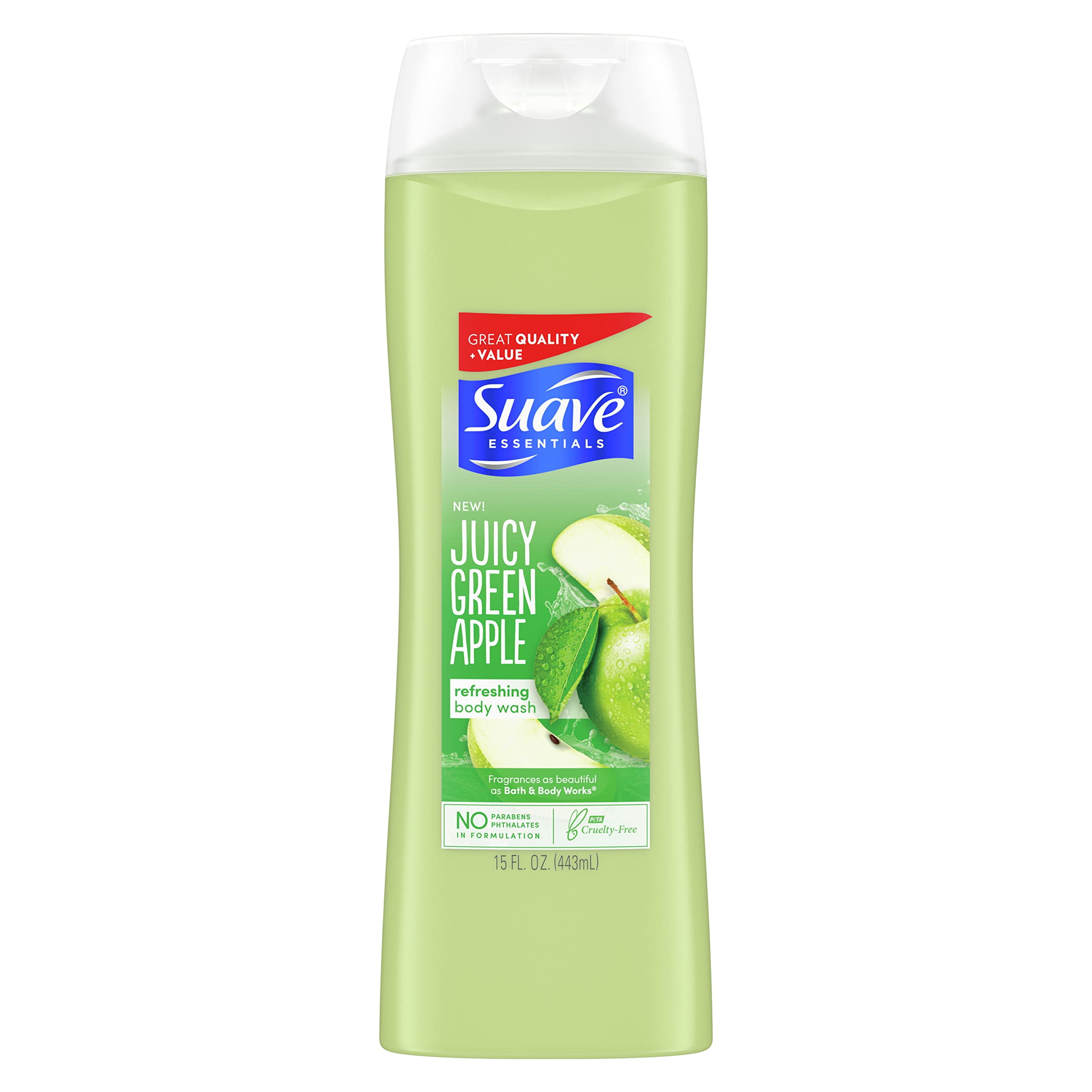 Suave Essentials Body Wash for Hydrated Skin Juicy Green Apple,Paraben ...
