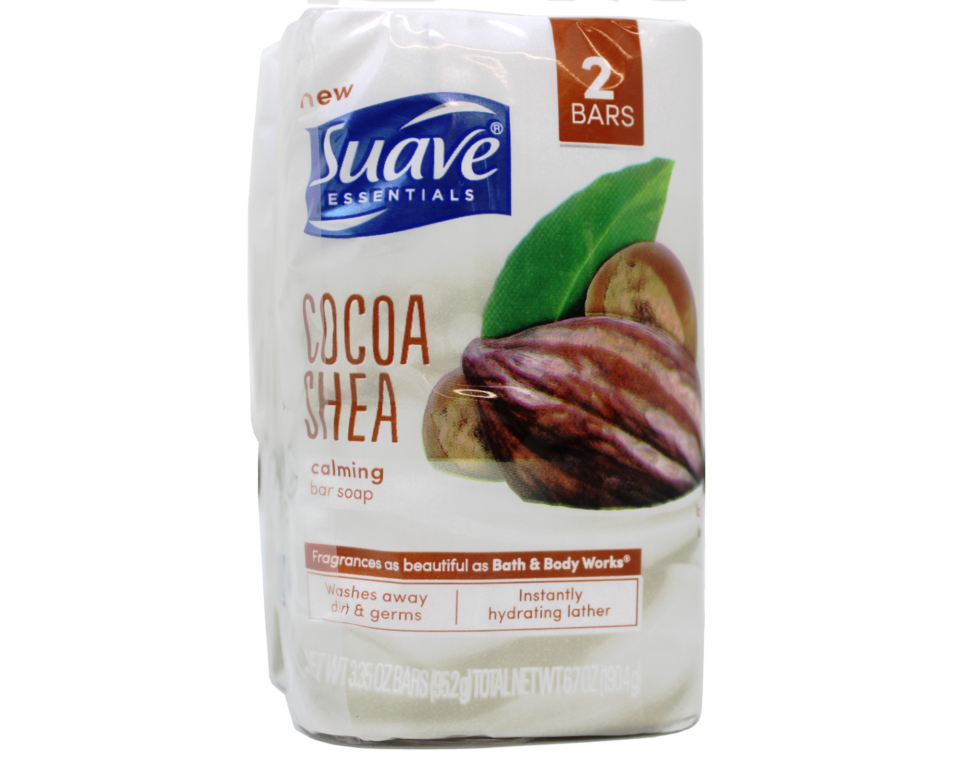Suave Essentials Cocoa Shea Calming Bar Soap, 2 count bars - Walmart.com