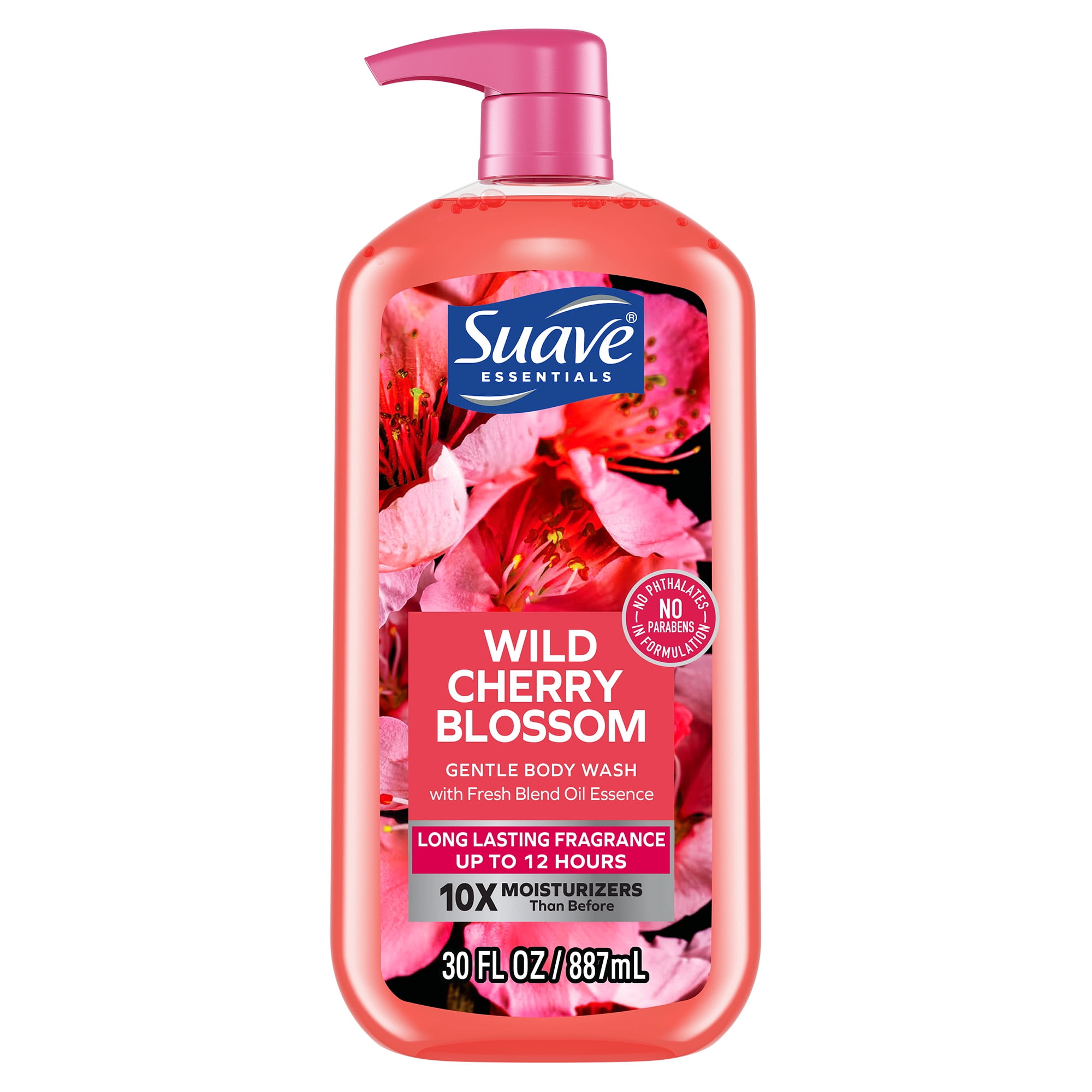Suave Essentials Gentle Liquid Body Wash, Wild Cherry Blossom, 30 oz ...