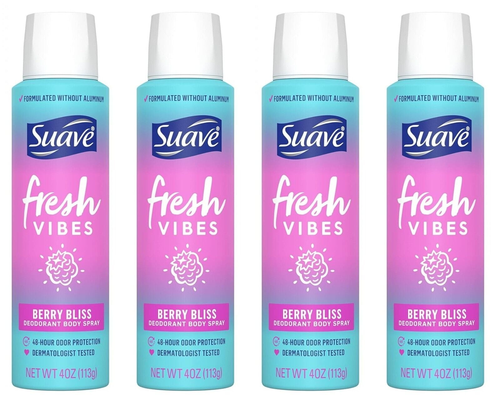 Suave Fresh Vibes 48hr Deodorant Body Spray Protect Berry Bliss 4oz 4 ...