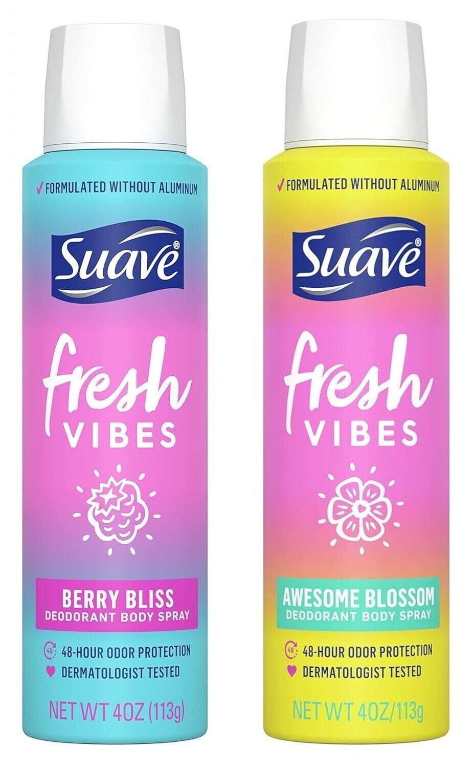 Suave Fresh Vibes 48hr Deodorant Body Spray Protect Berry Bliss & Fresh Vibes 2 Pack - Walmart.com