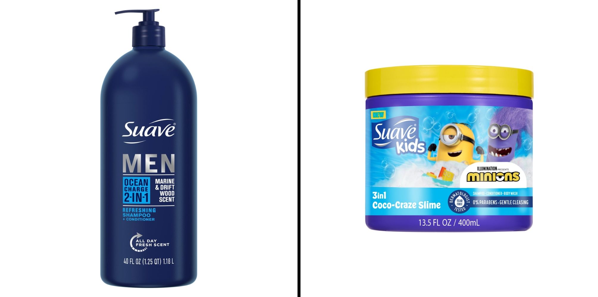 Suave Men 2-in-1 Ocean Charge Shampoo, Conditioner 40 oz & Suave Kids 3 ...