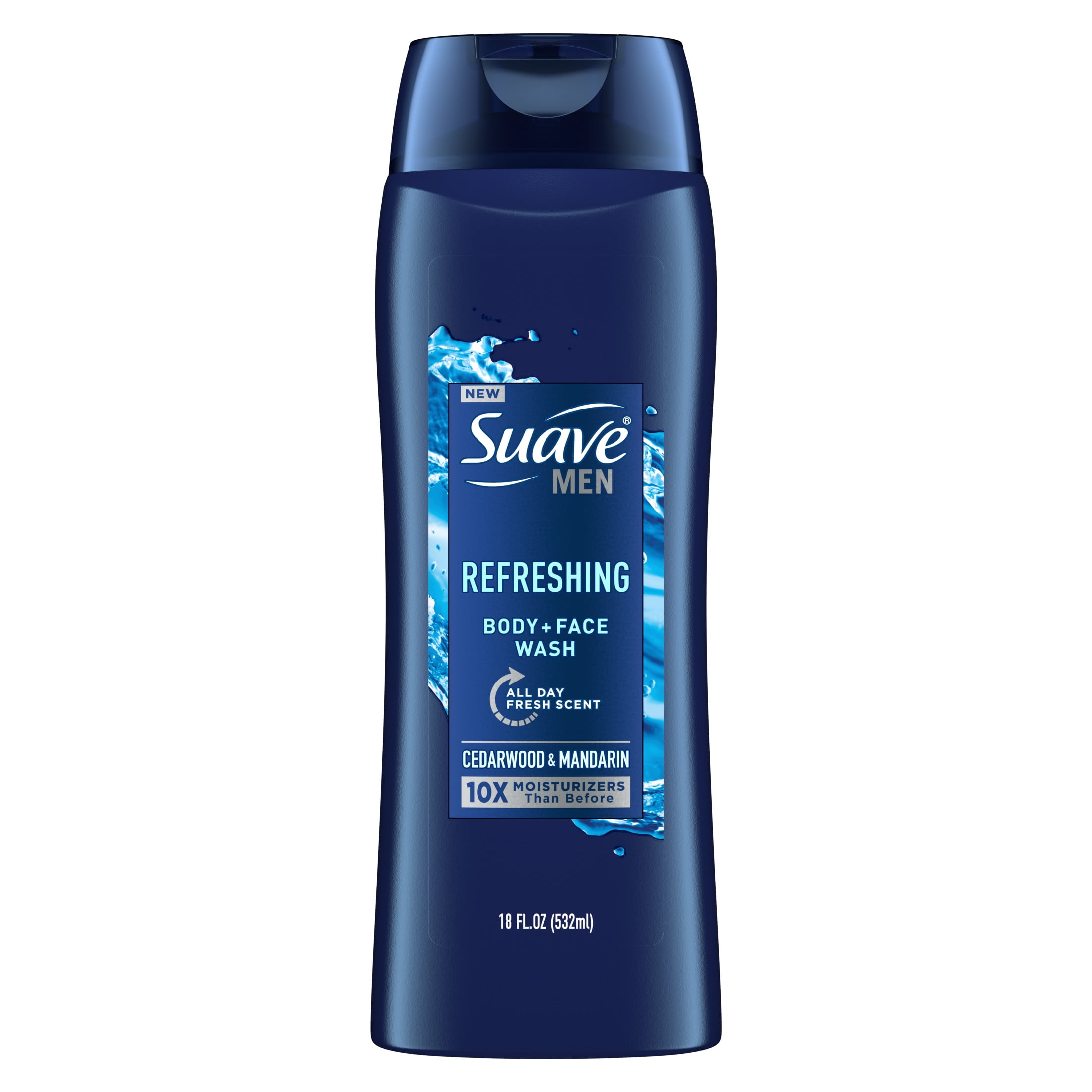 Suave Men Body & Face Wash, Cedarwood and Mandarin, Refreshing, All Skin Types 18 fl oz ...