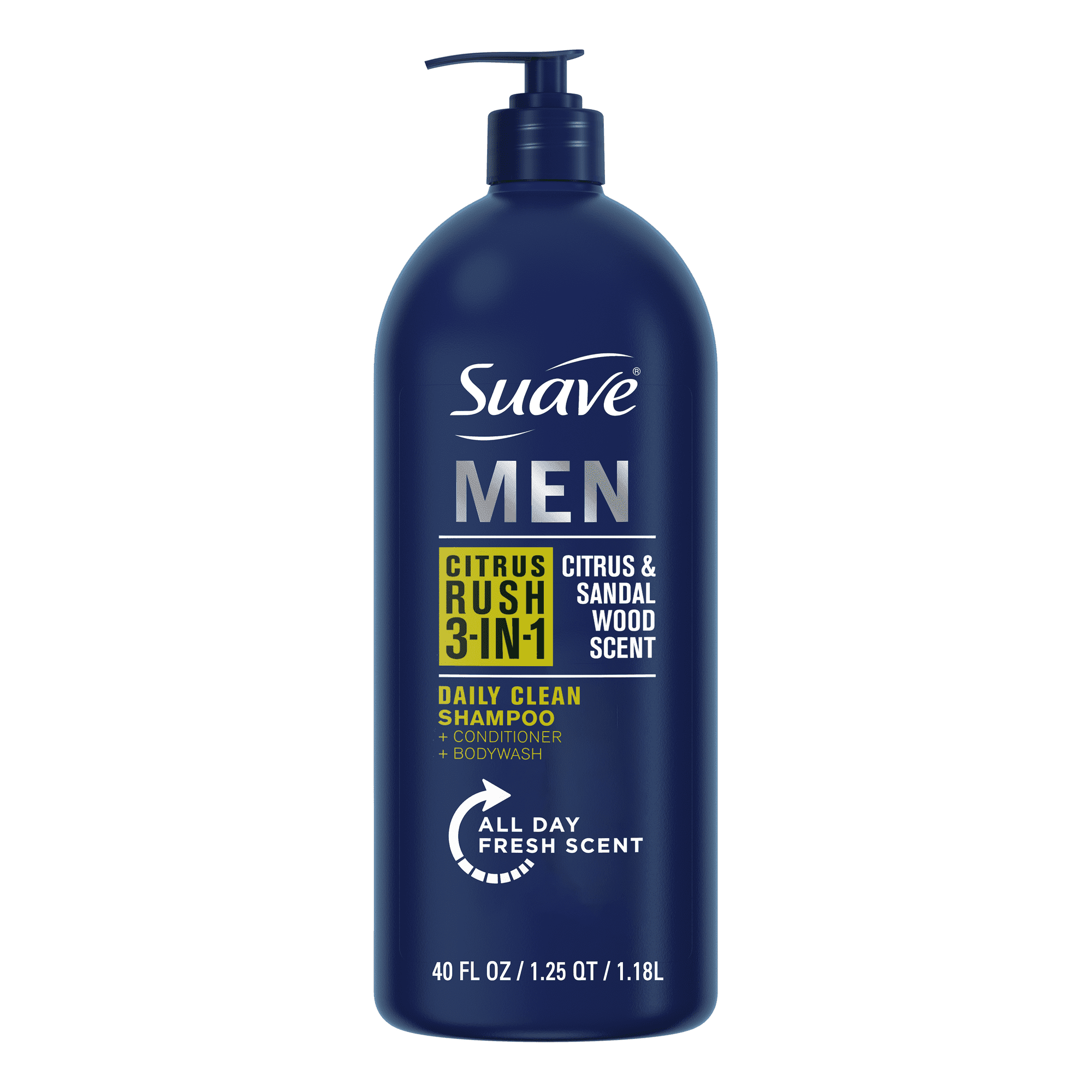Suave Men Citrus Rush 3-in-1 Shampoo, Conditioner & Body Wash, Daily ...