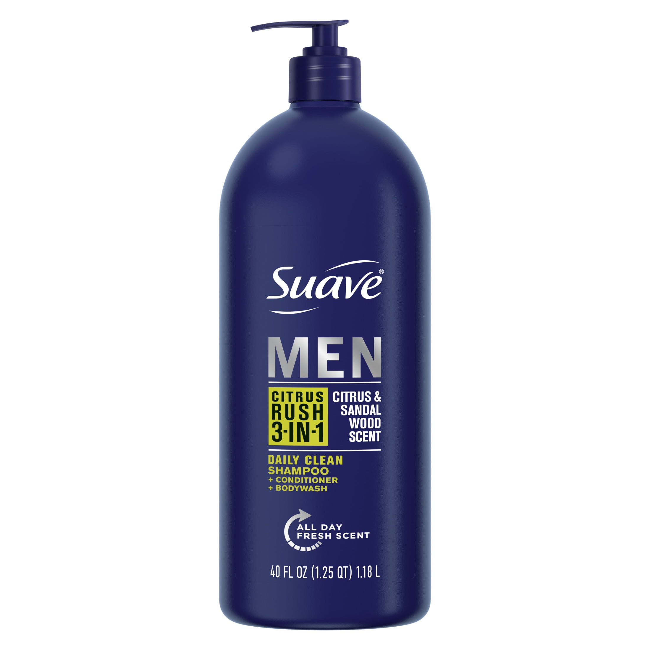Suave Men Citrus Rush 3-in-1 Shampoo, Conditioner & Body Wash, Daily ...