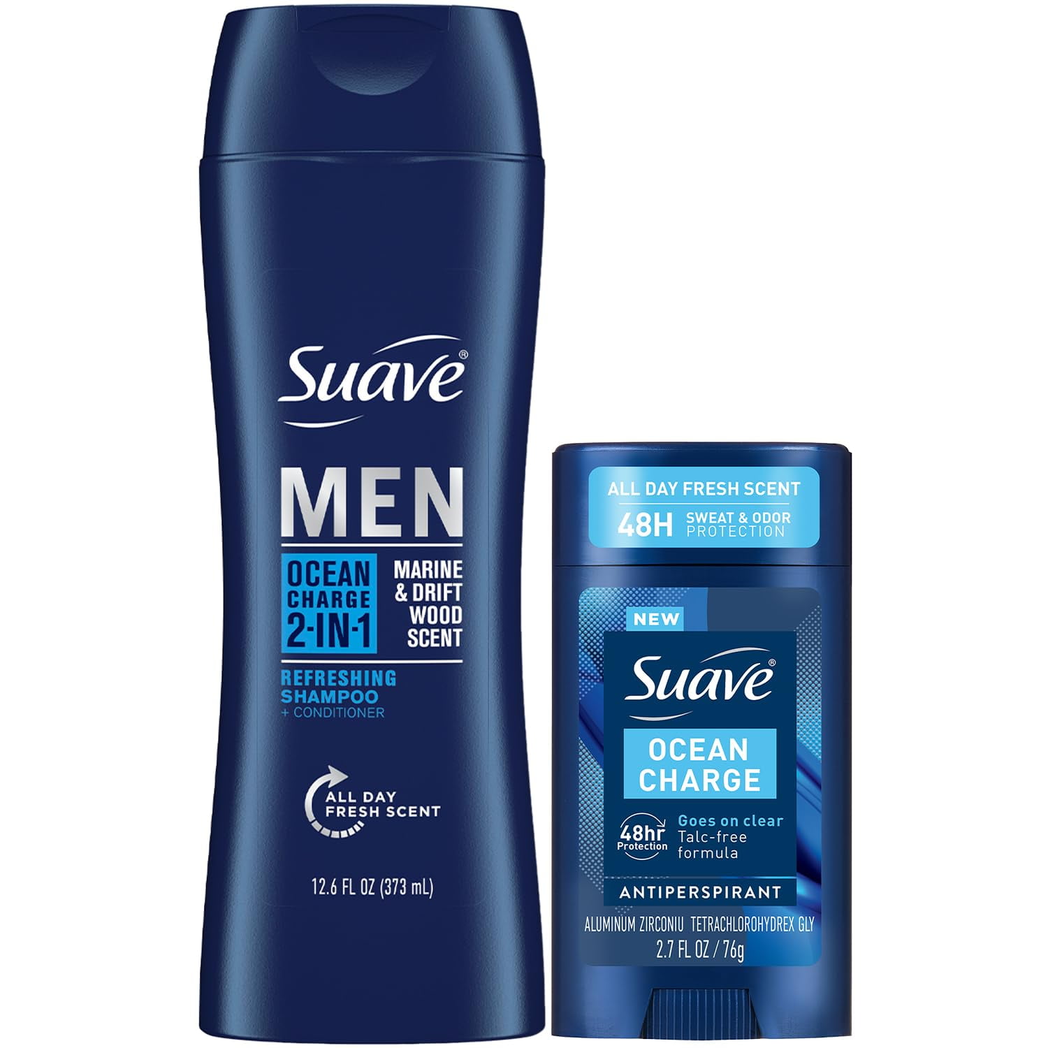Suave Men’S 2-In-1 Shampoo And Conditioner, Ocean Charge + Antiperspirant Deodorant For Men ...