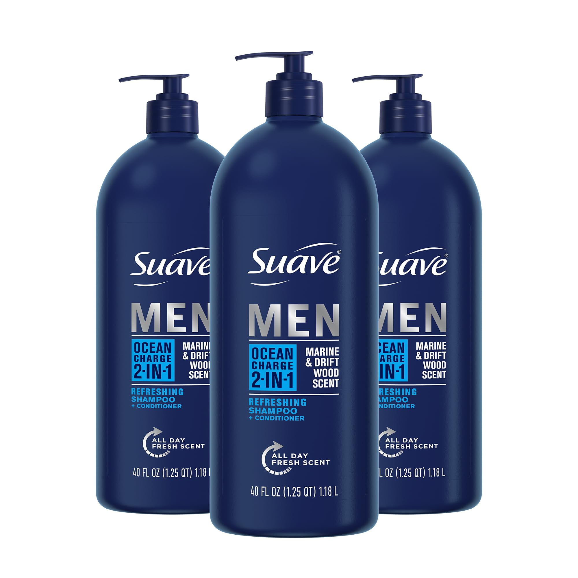 Suave Men Shampoo and OKA4 Conditioner 2 in 1 Ocean Charge Refreshing, Cleanse and Conditions ...