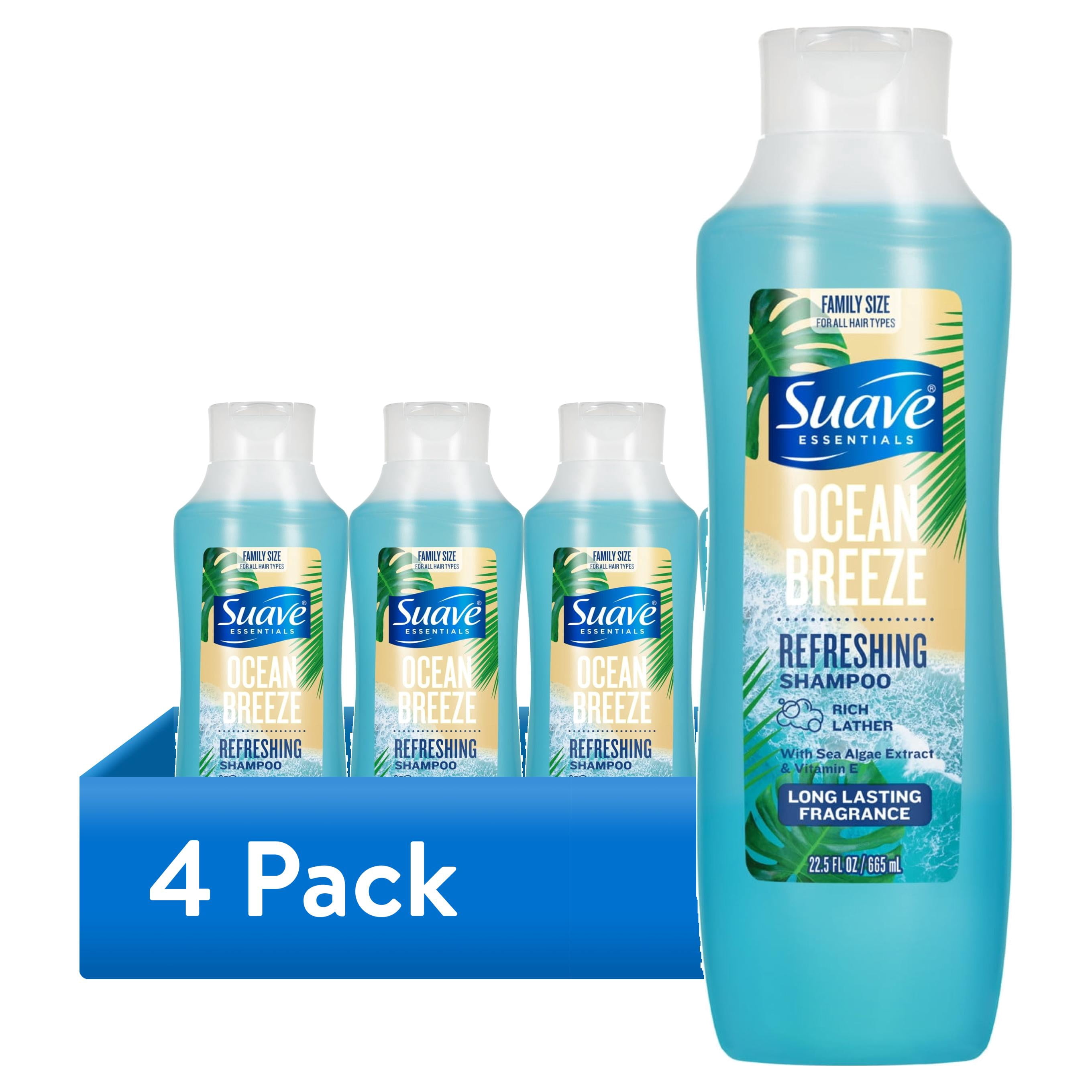 (4 pack) Suave Ocean Breeze Refreshing Shampoo, Sea Algae Extract ...