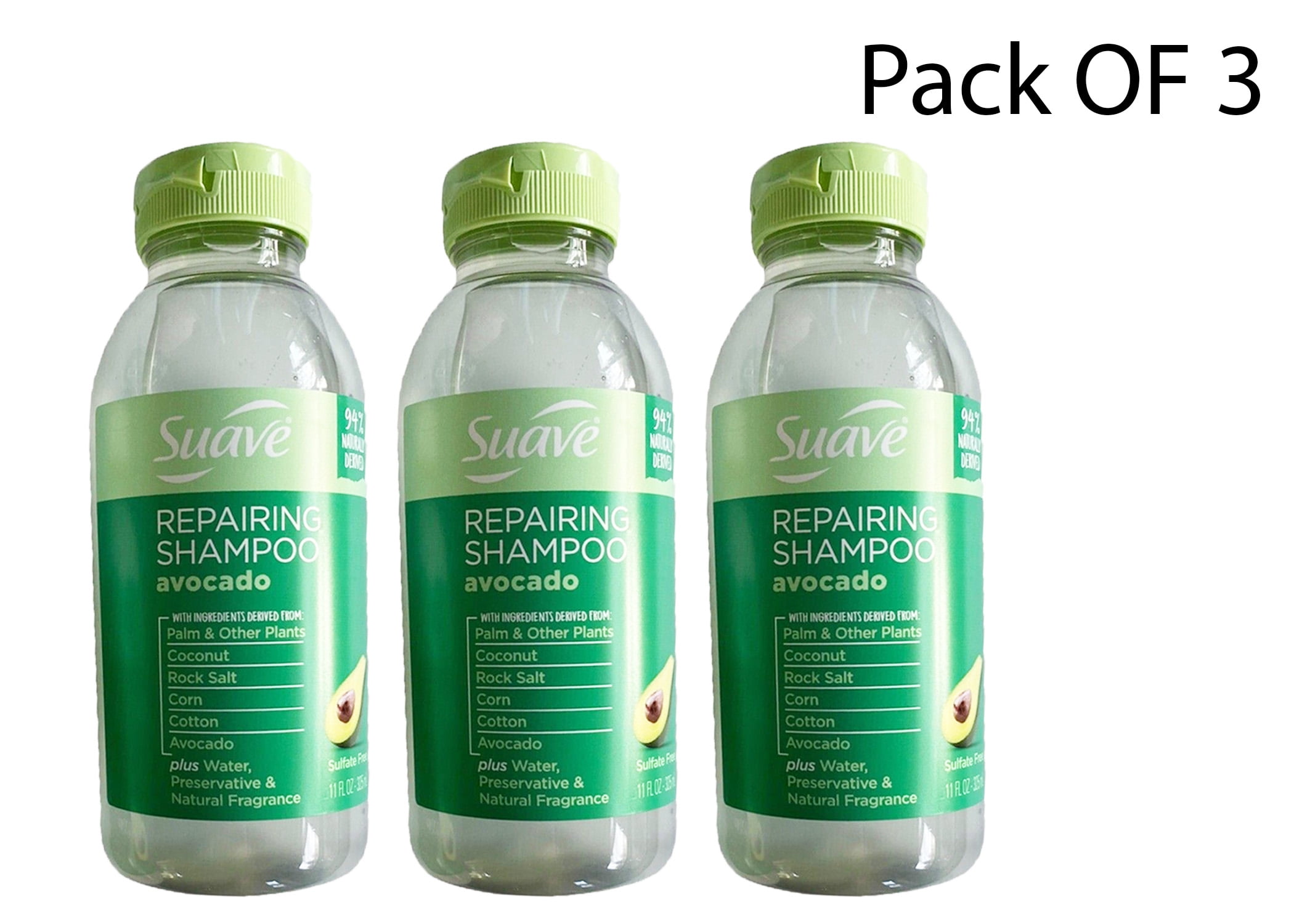 Suave Repairing Naturally Derived Shine Shampoo Avocado Sulfate Free 11 ...