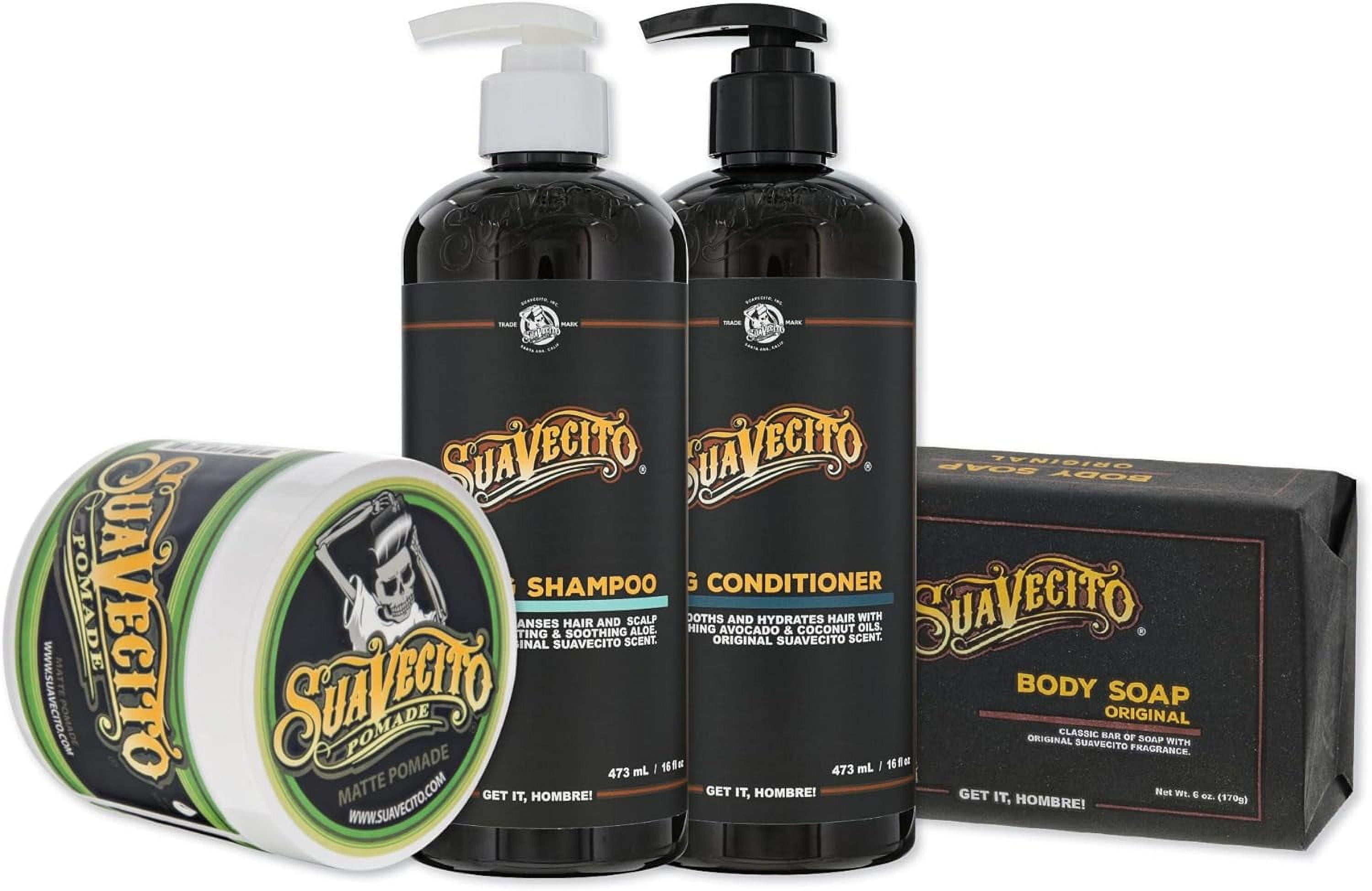 Suavecito Hair and Body Essentials Bundle, Scented Shampoo, Conditioner, Pomade - Walmart.com