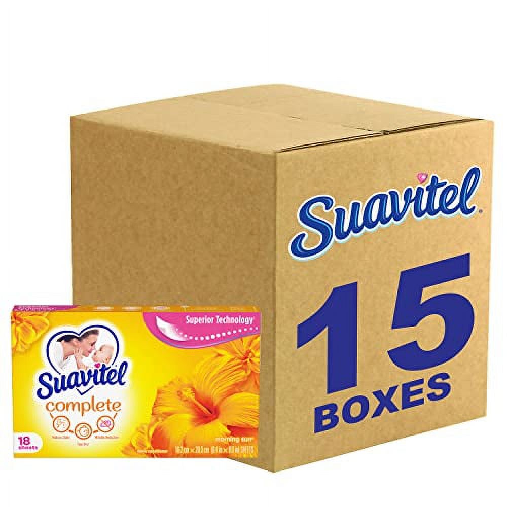 Suavitel Complete Fabric Softener Dryer Sheets, Morning Sun - 15 Pack ...