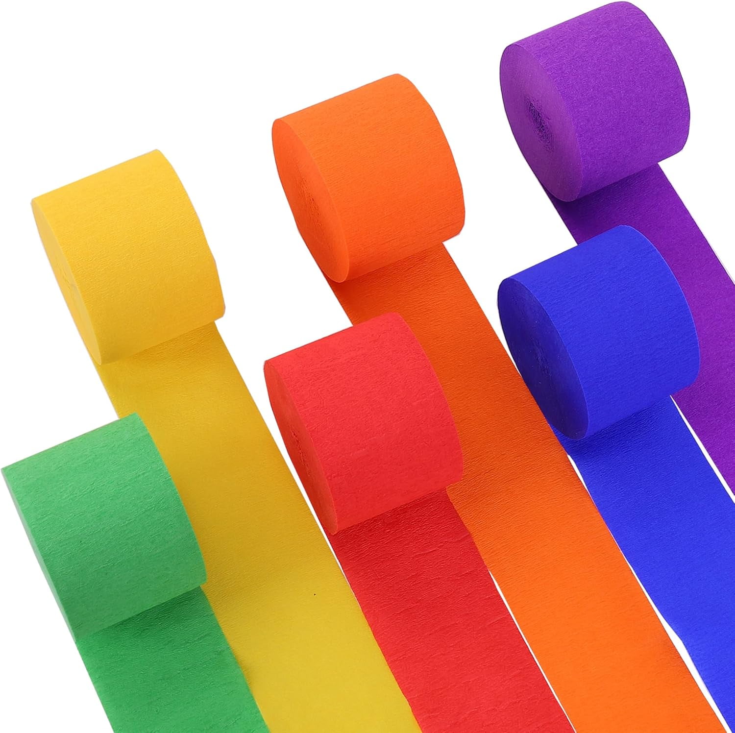 Suaxova Crepe Paper Streamers 6 Rolls 492ft, Pack of Rainbow Theme ...