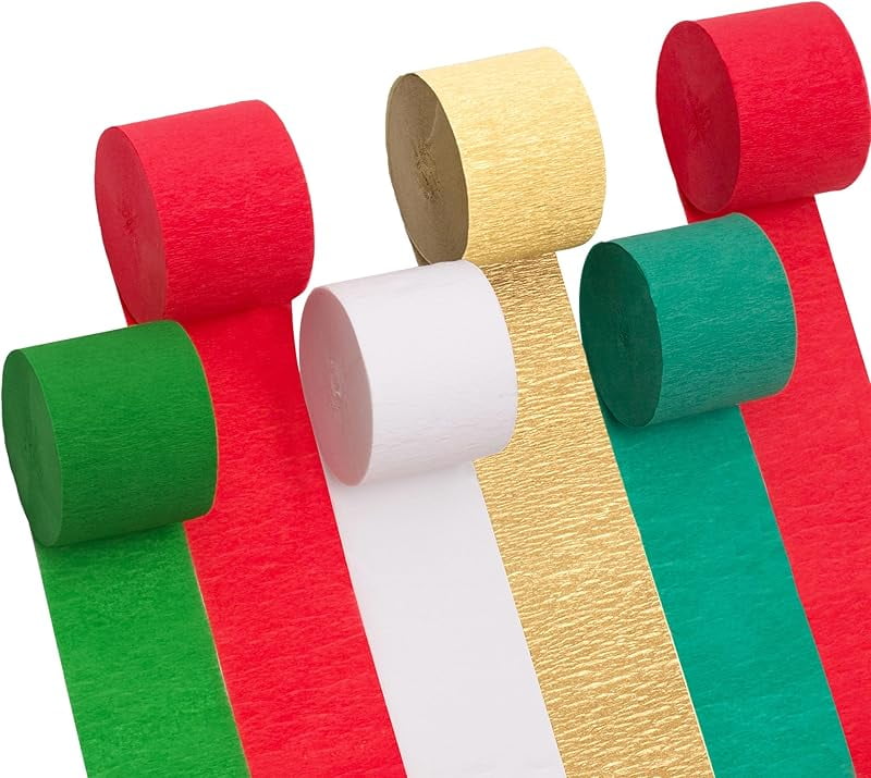 Suaxova Crepe Paper Streamers 6 Rolls 492ft, Pack of Rainbow Theme ...