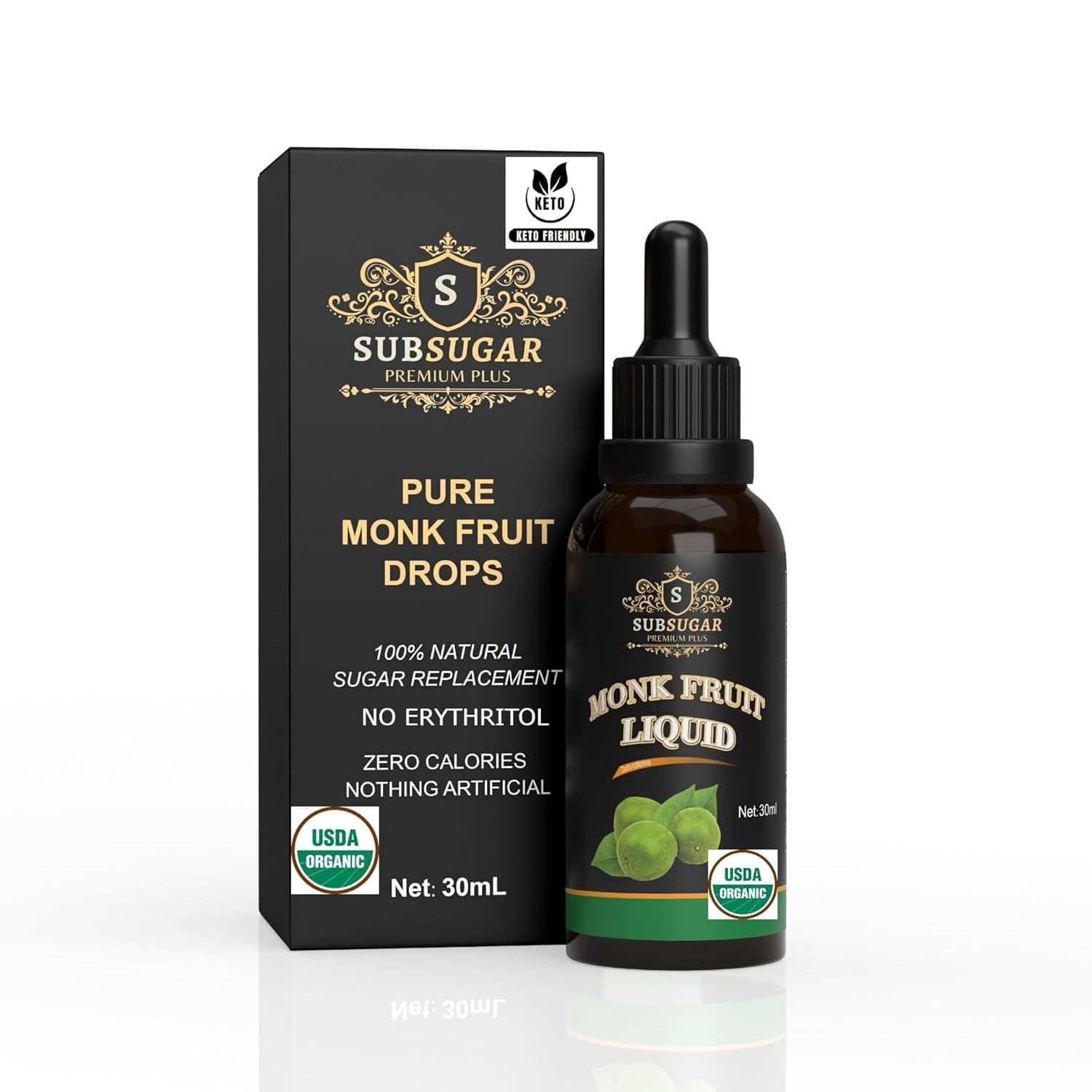 SubSugar Organic Monk Fruit Liquid Sweetener - Keto-Approved, Naturally ...